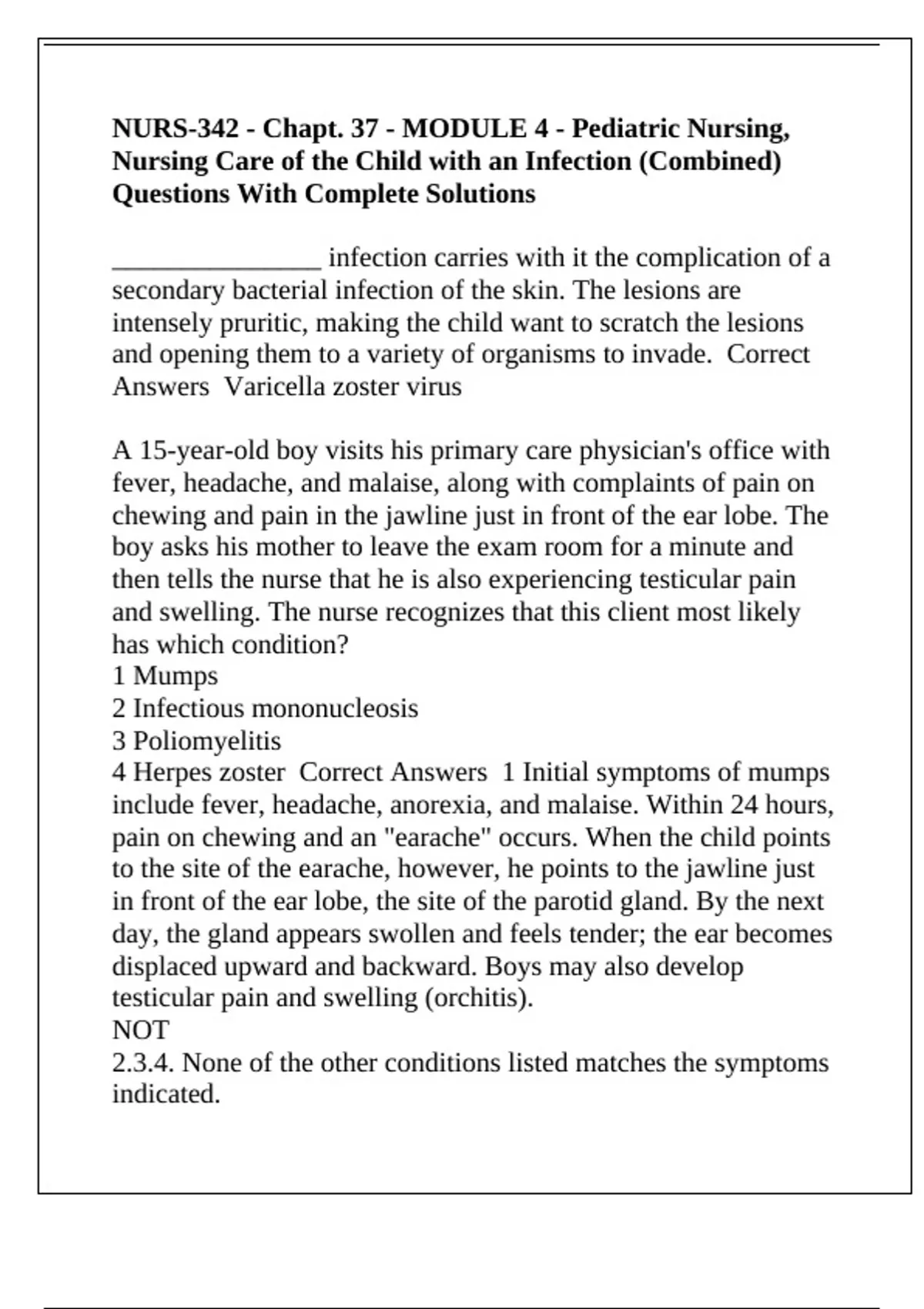 NURS-342 - Chapt. 37 - MODULE 4 - Pediatric Nursing, Nursing Care of ...