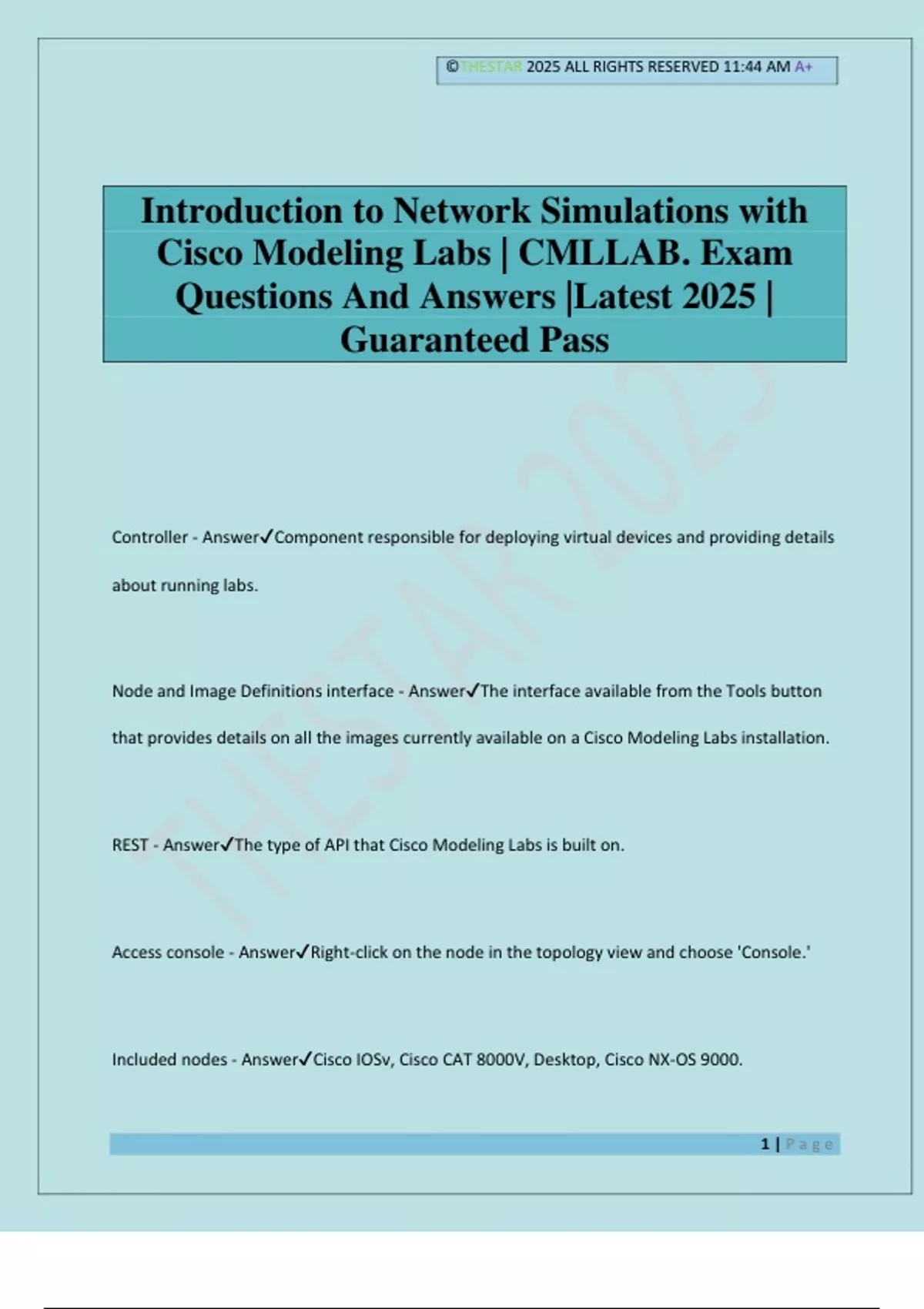 Introduction to Network Simulations with Cisco Modeling Labs | CMLLAB. Exam Questions And ...