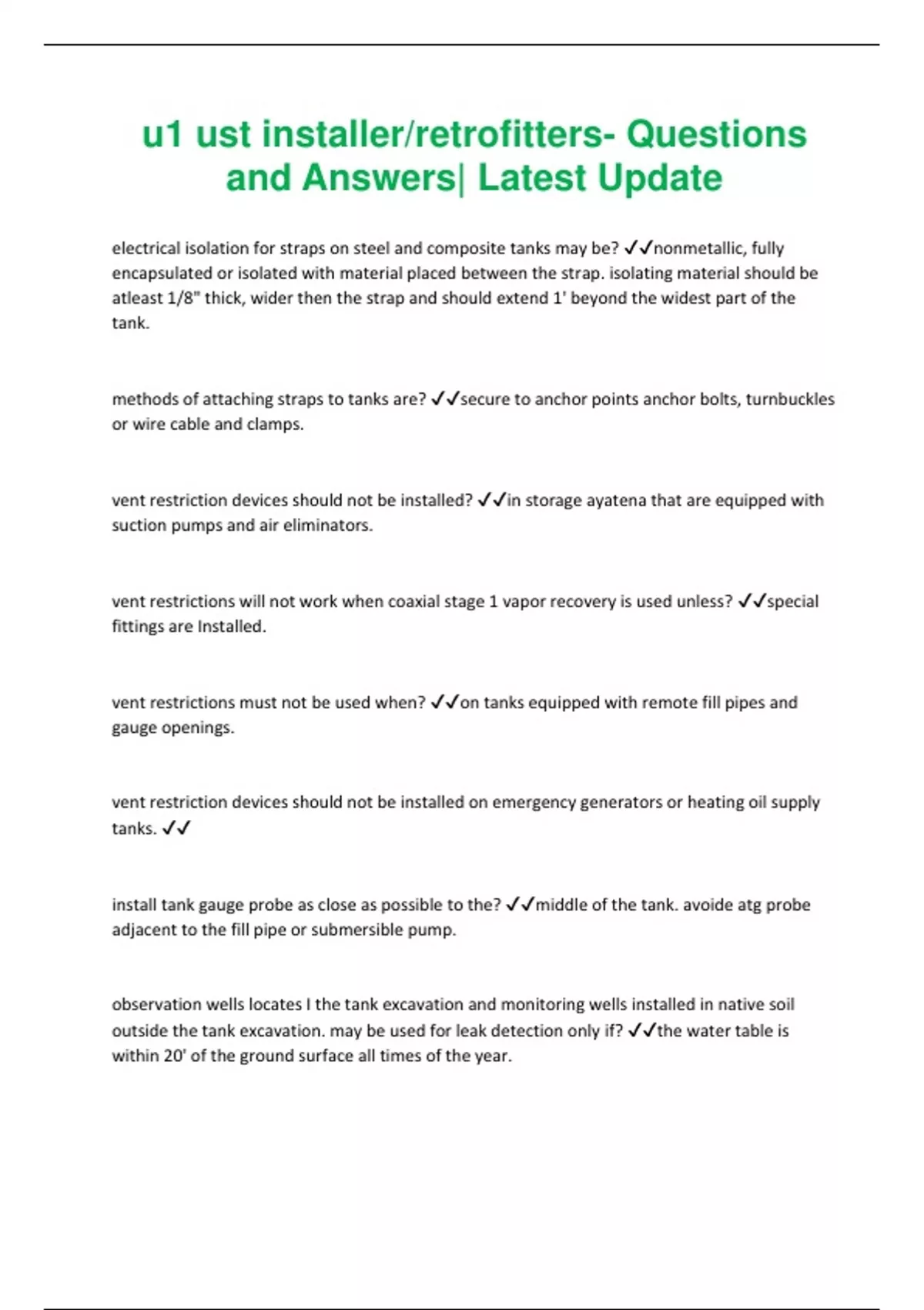 u1 ust installer/retrofitters- Questions and Answers| Latest Update ...