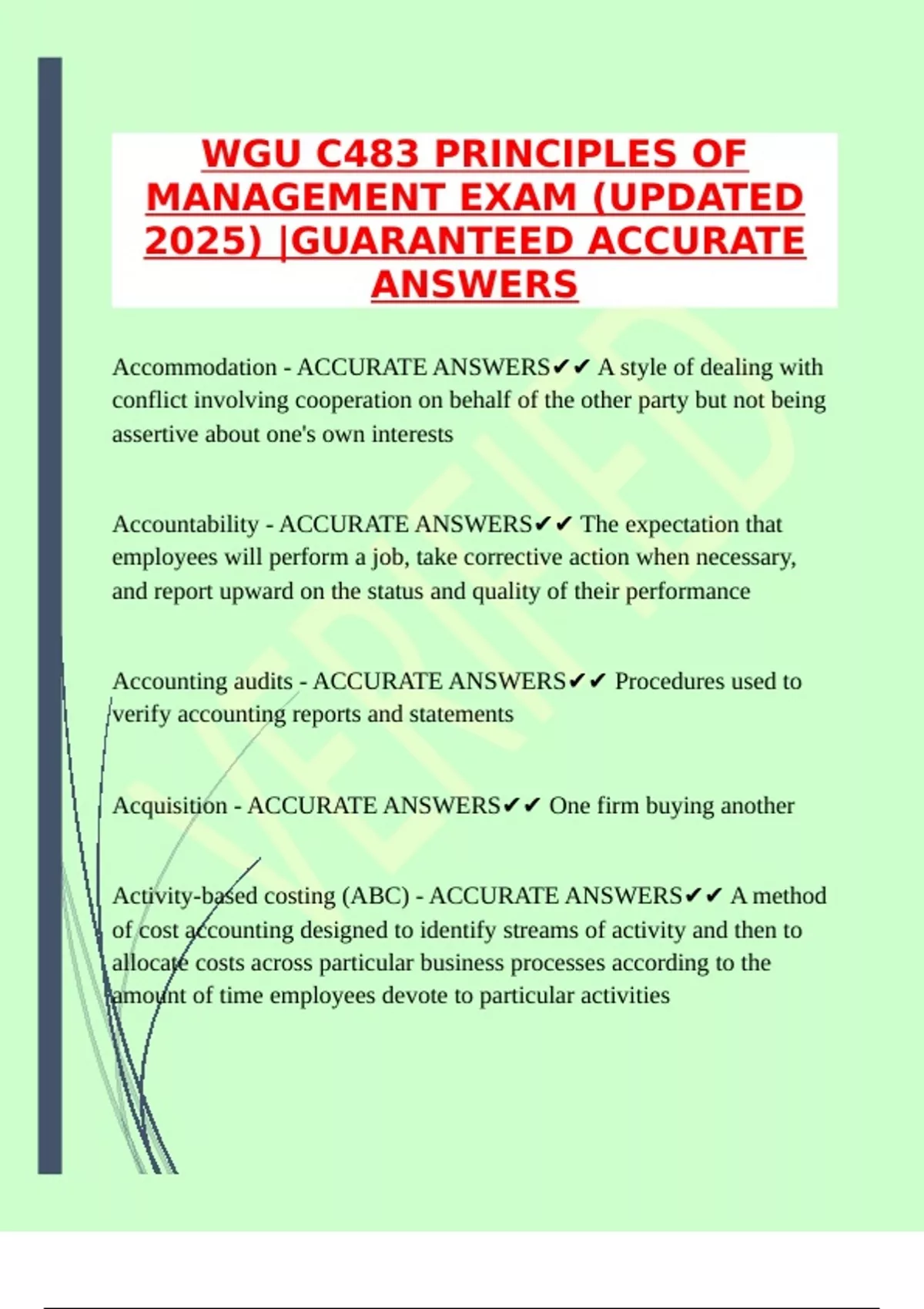 WGU C483 PRINCIPLES OF MANAGEMENT EXAM (UPDATED 2025) |GUARANTEED ...