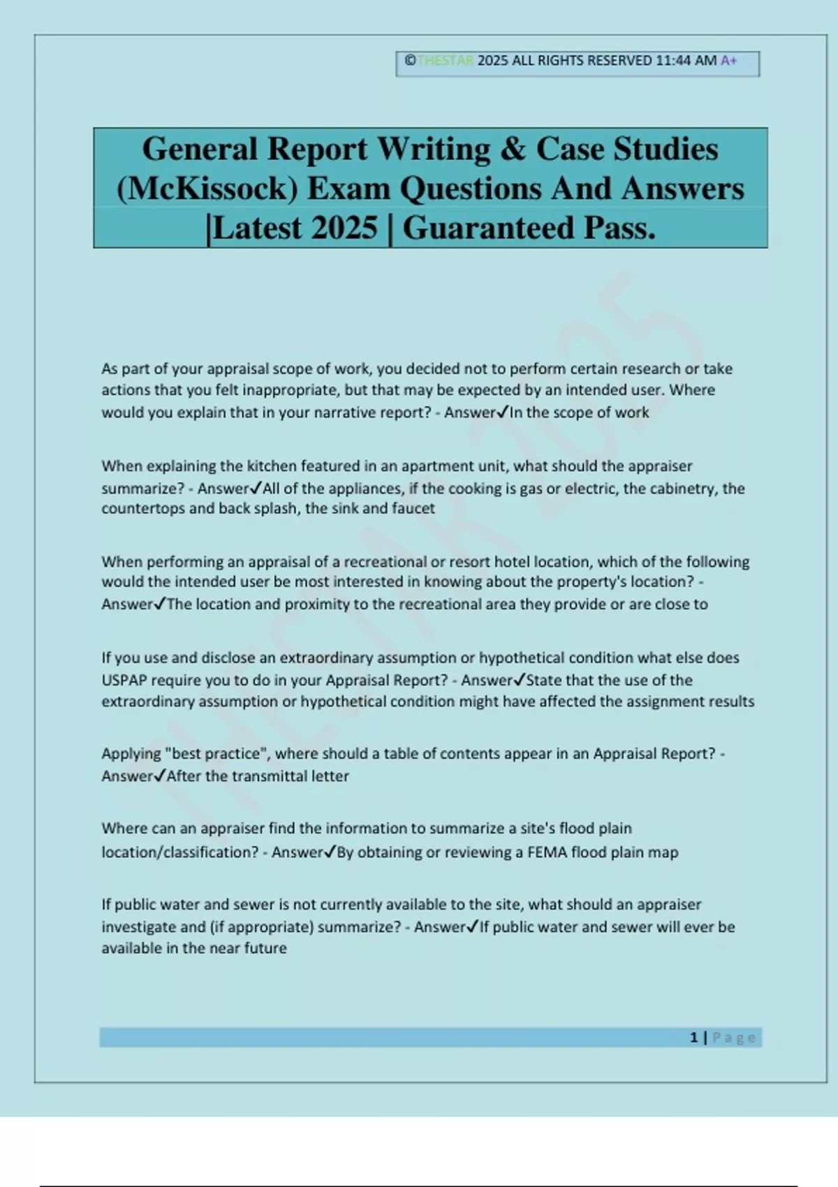 General Report Writing & Case Studies (McKissock) Exam Questions And ...