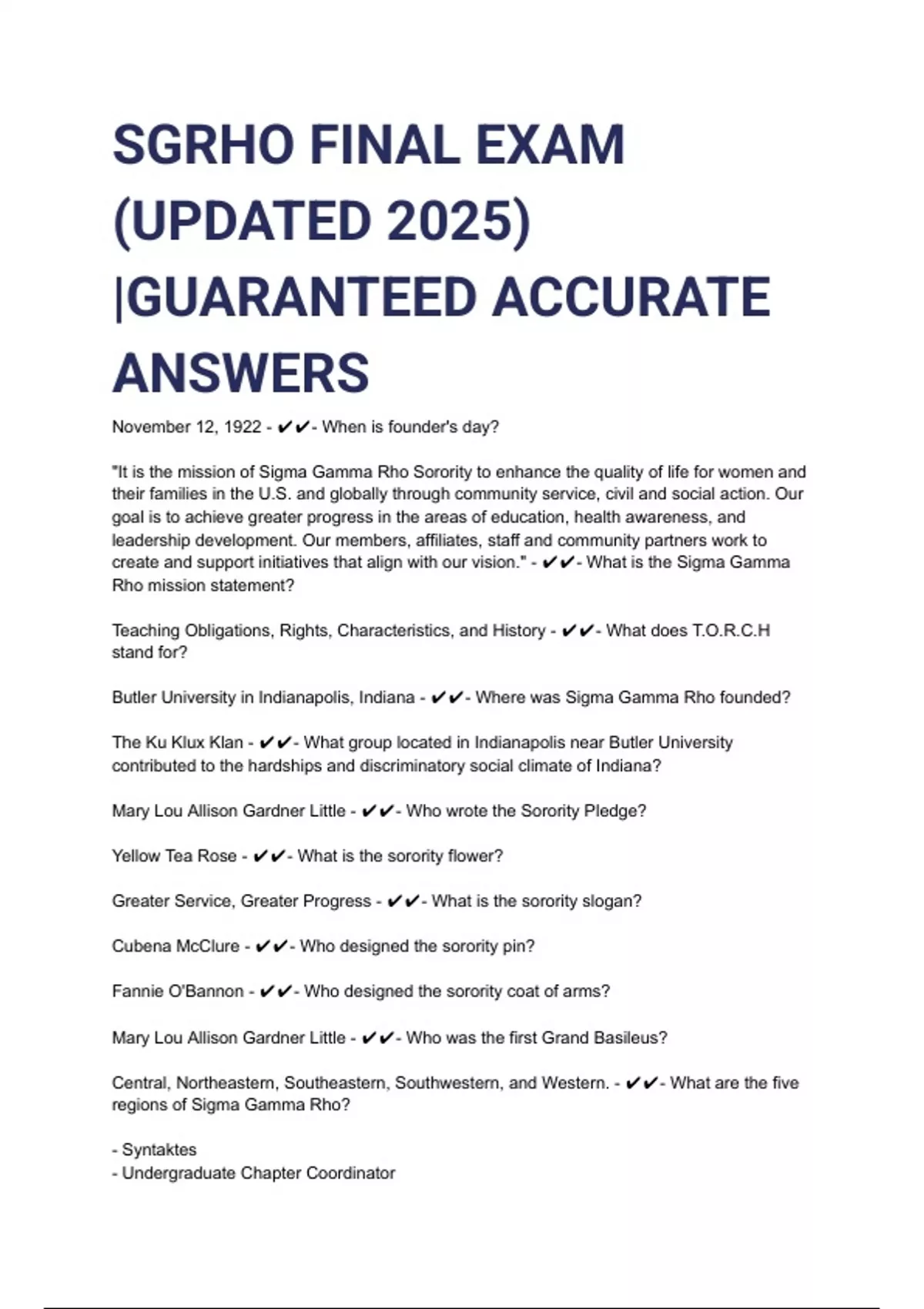 SGRHO FINAL EXAM (UPDATED 2025) |GUARANTEED ACCURATE ANSWERS - SgRho ...