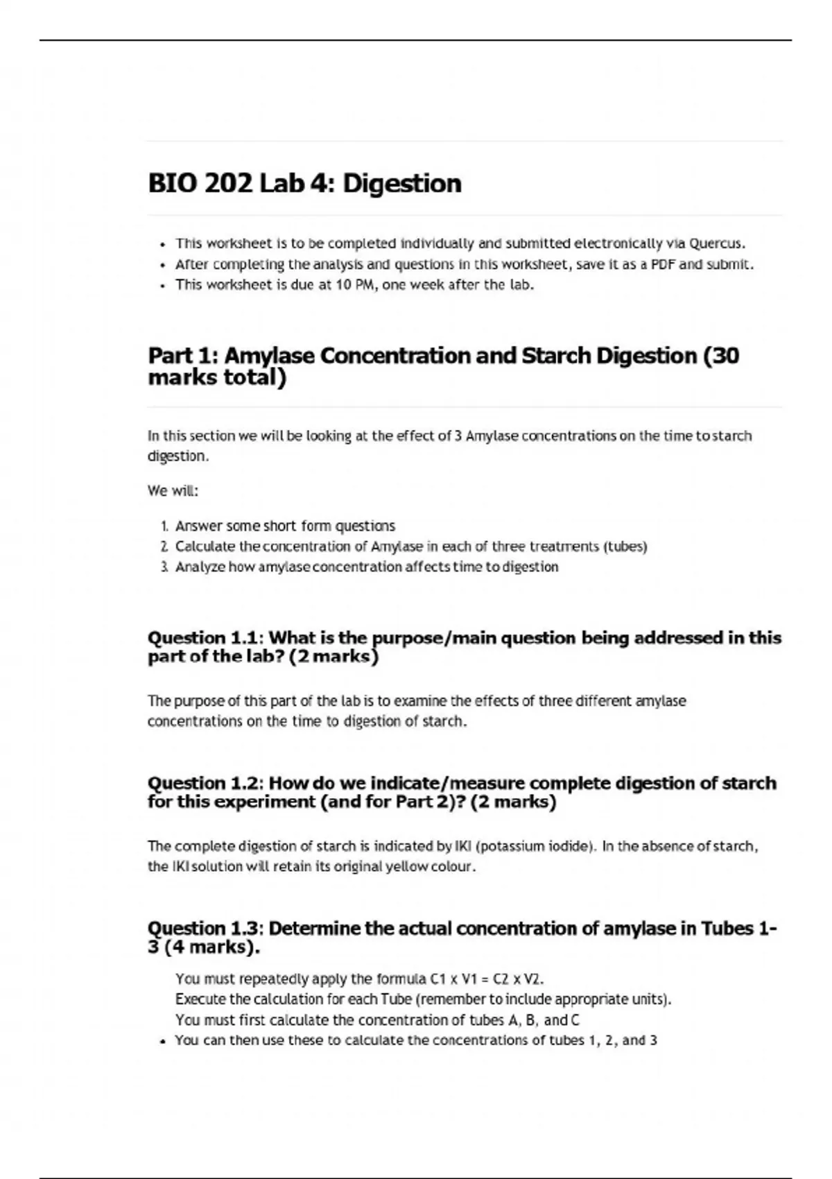 BIO 202 Lab 4: Digestion|Latest 2025 Update with complete solution ...