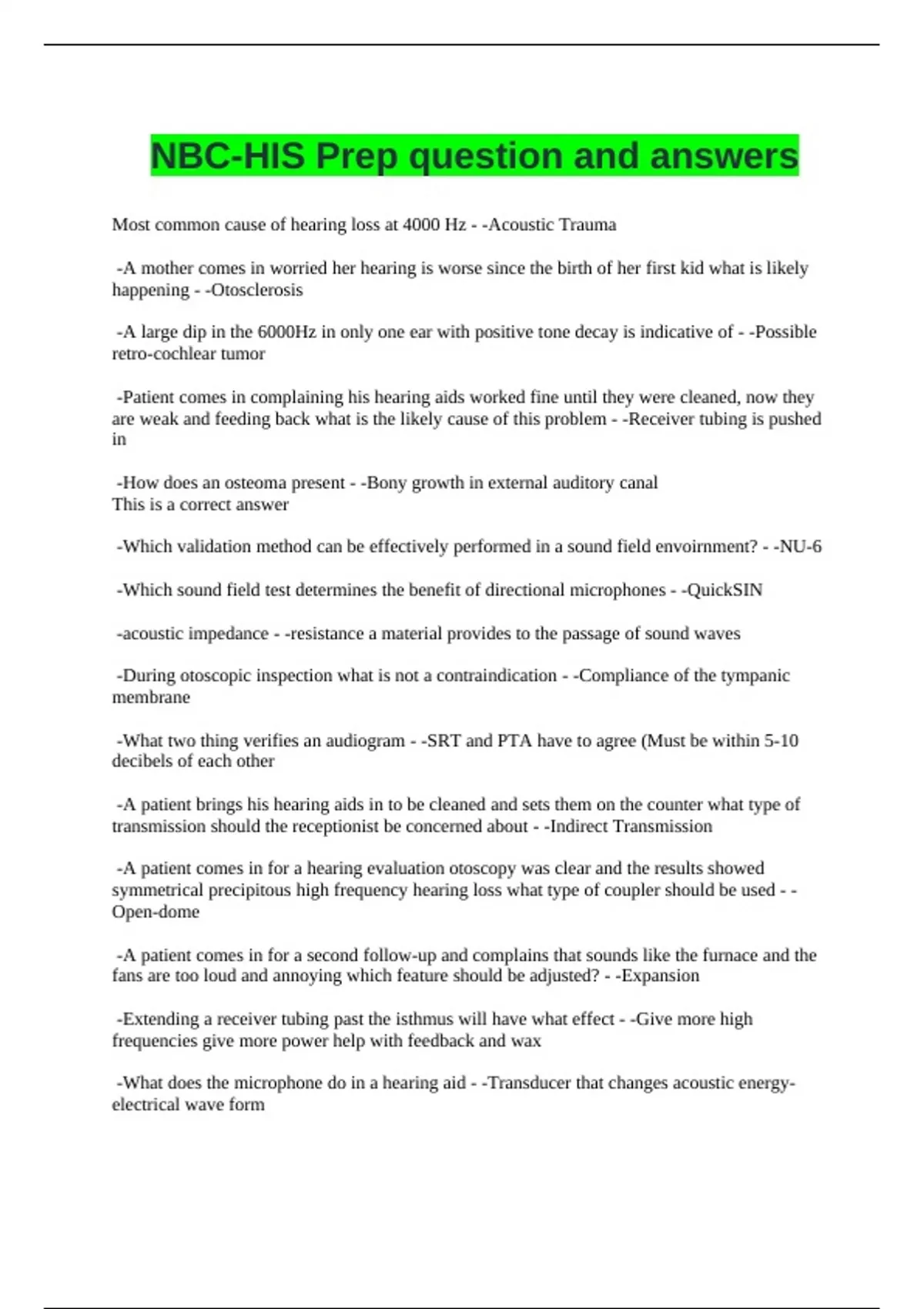 NBC-HIS Sample Board questions with answers - Relias Learning Nursing ...