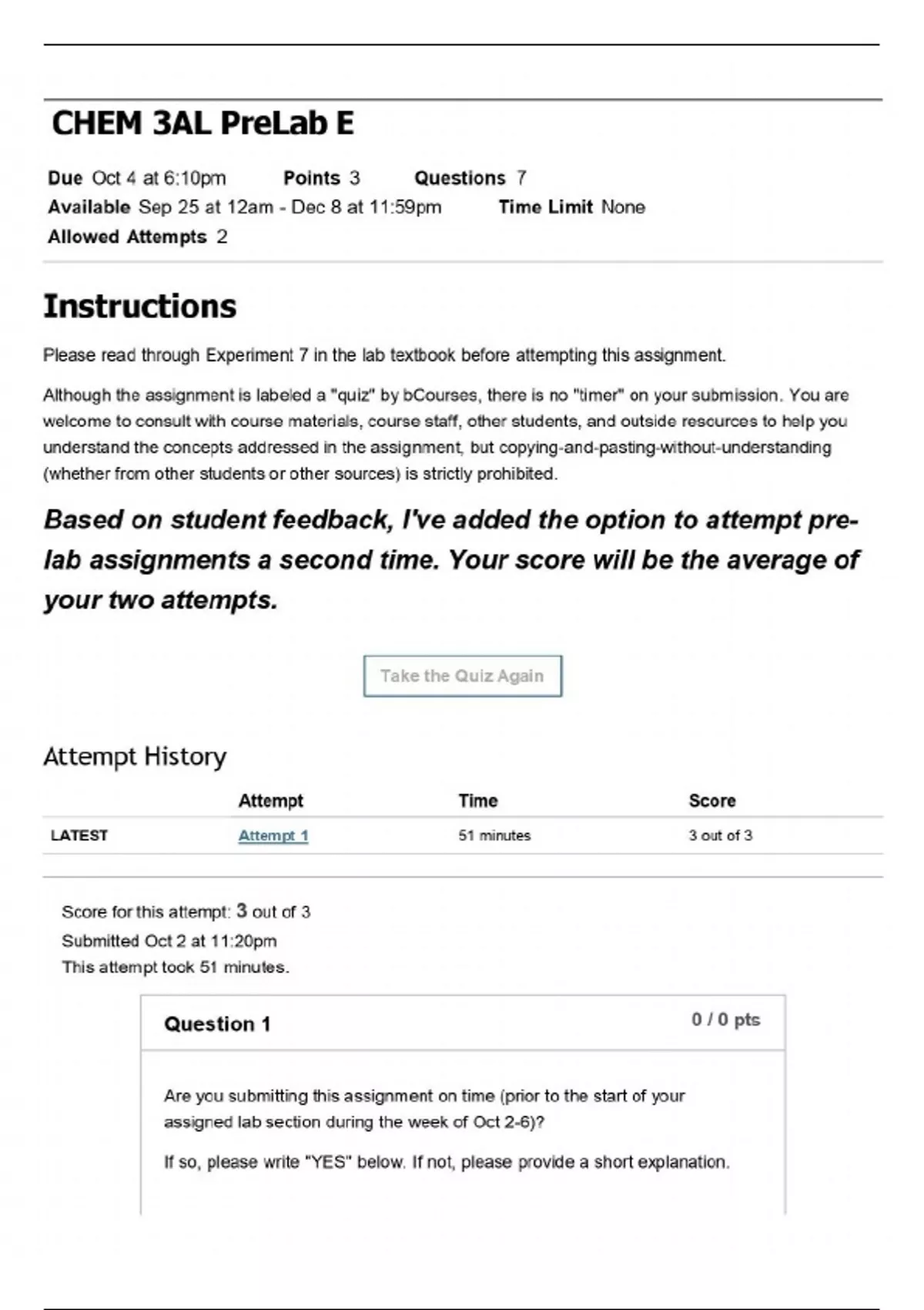 CHEM 3AL PreLab E Questions and Answers|2025 Update|100% Correct ...
