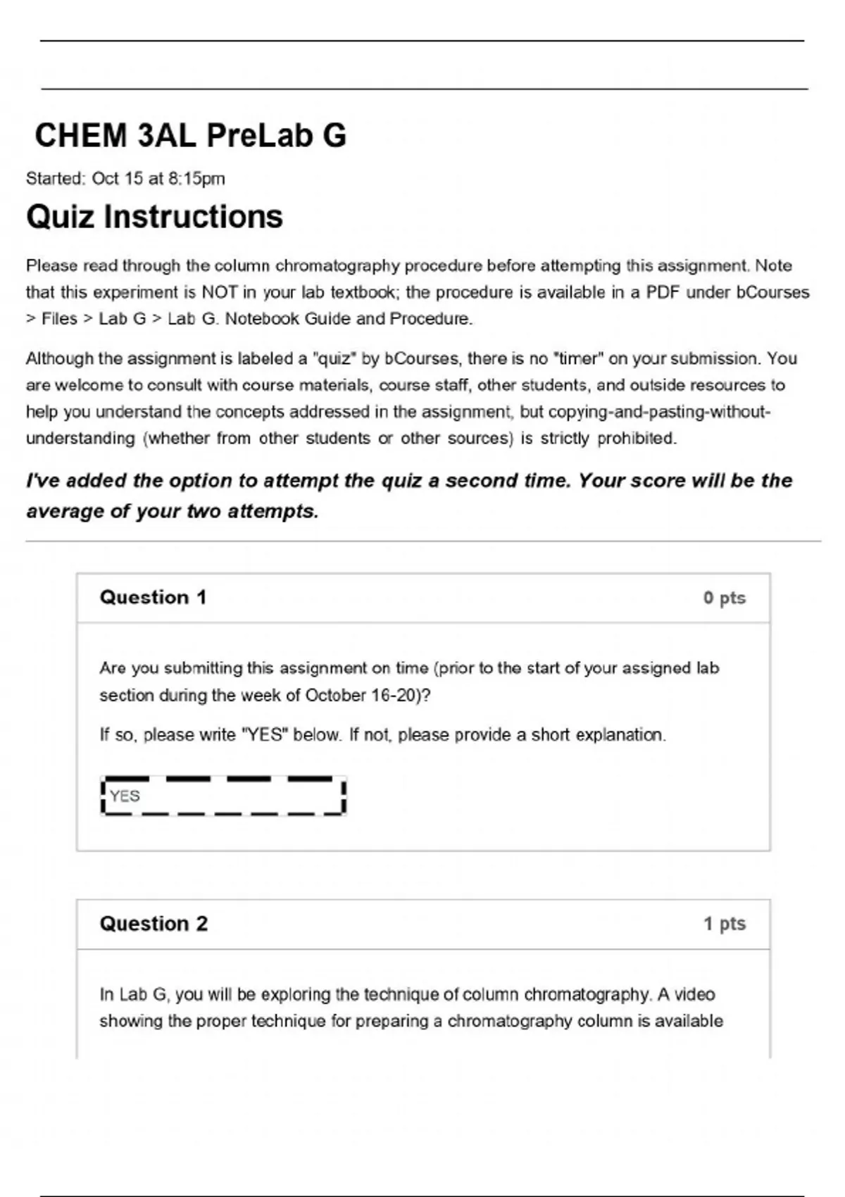 CHEM 3AL PreLab G Quiz Questions and Answers|2025 Update with complete ...