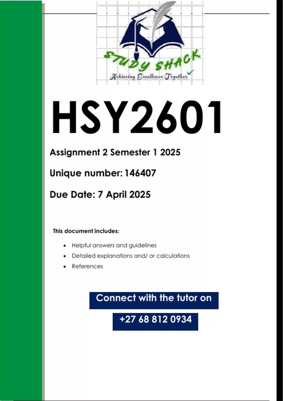 HSY2601 Assignment 2 (QUALITY ANSWERS) Semester 1 2025 - Power and the ...
