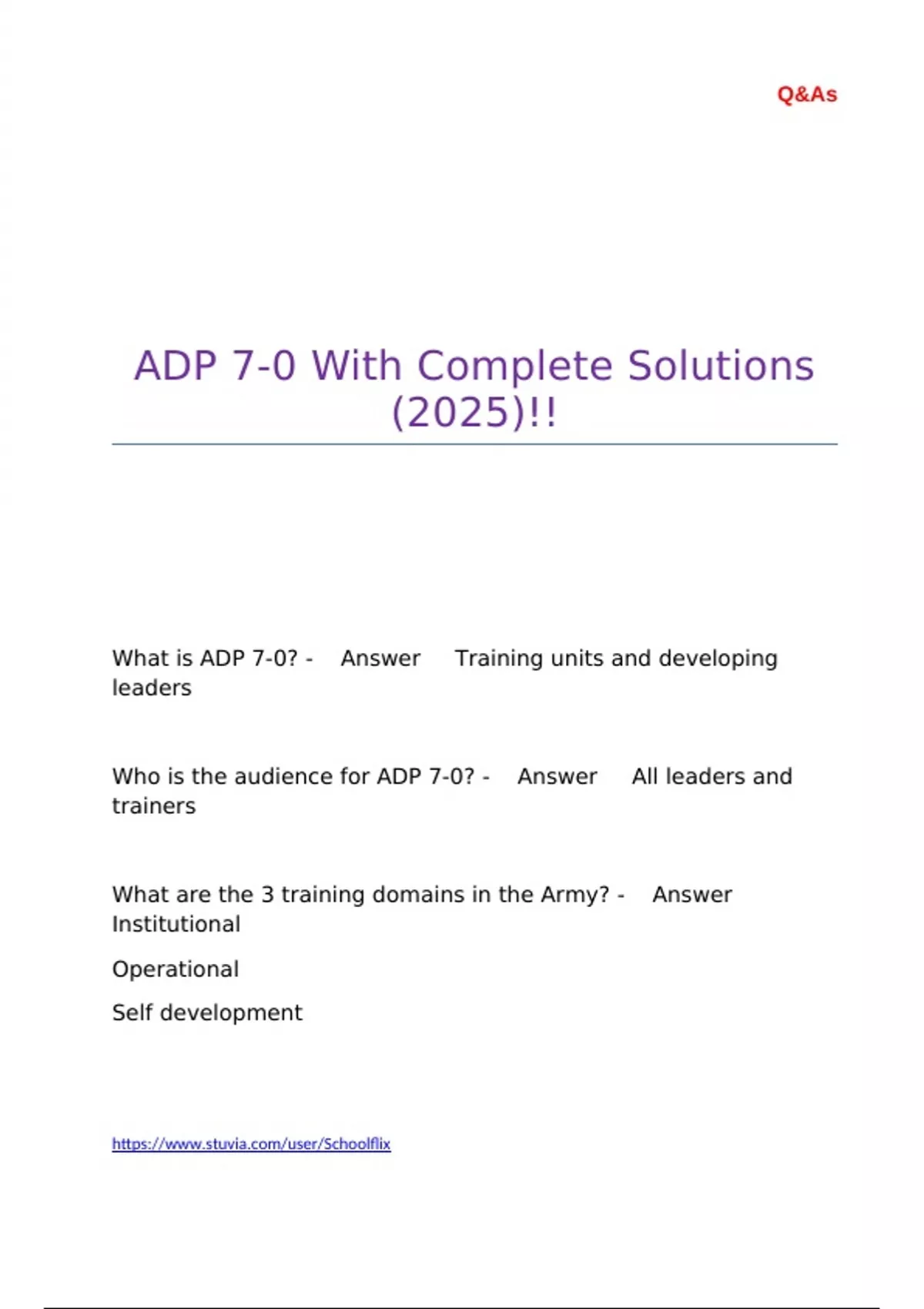 ADP 7-0 With Complete Solutions (2025)!! - ADP 7-0 - Stuvia US