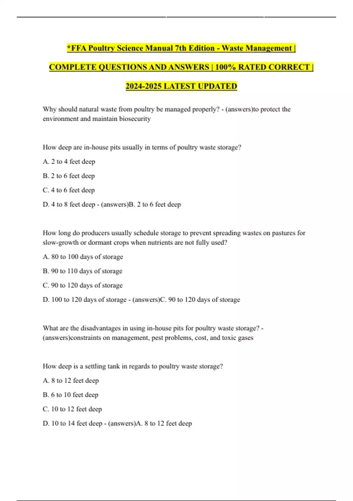 *FFA Poultry Science Manual 7th Edition - Waste Management | COMPLETE ...