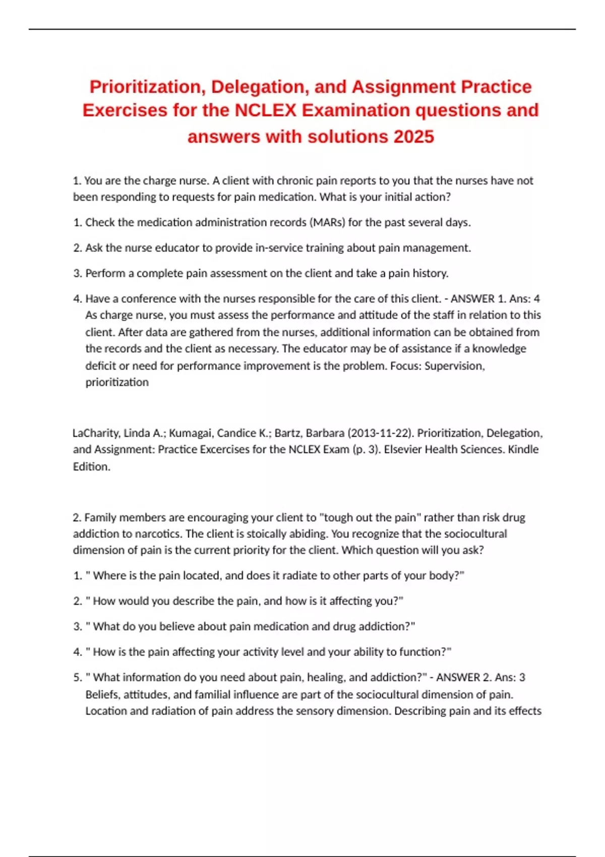 Prioritization, Delegation, and Assignment Practice Exercises for the ...