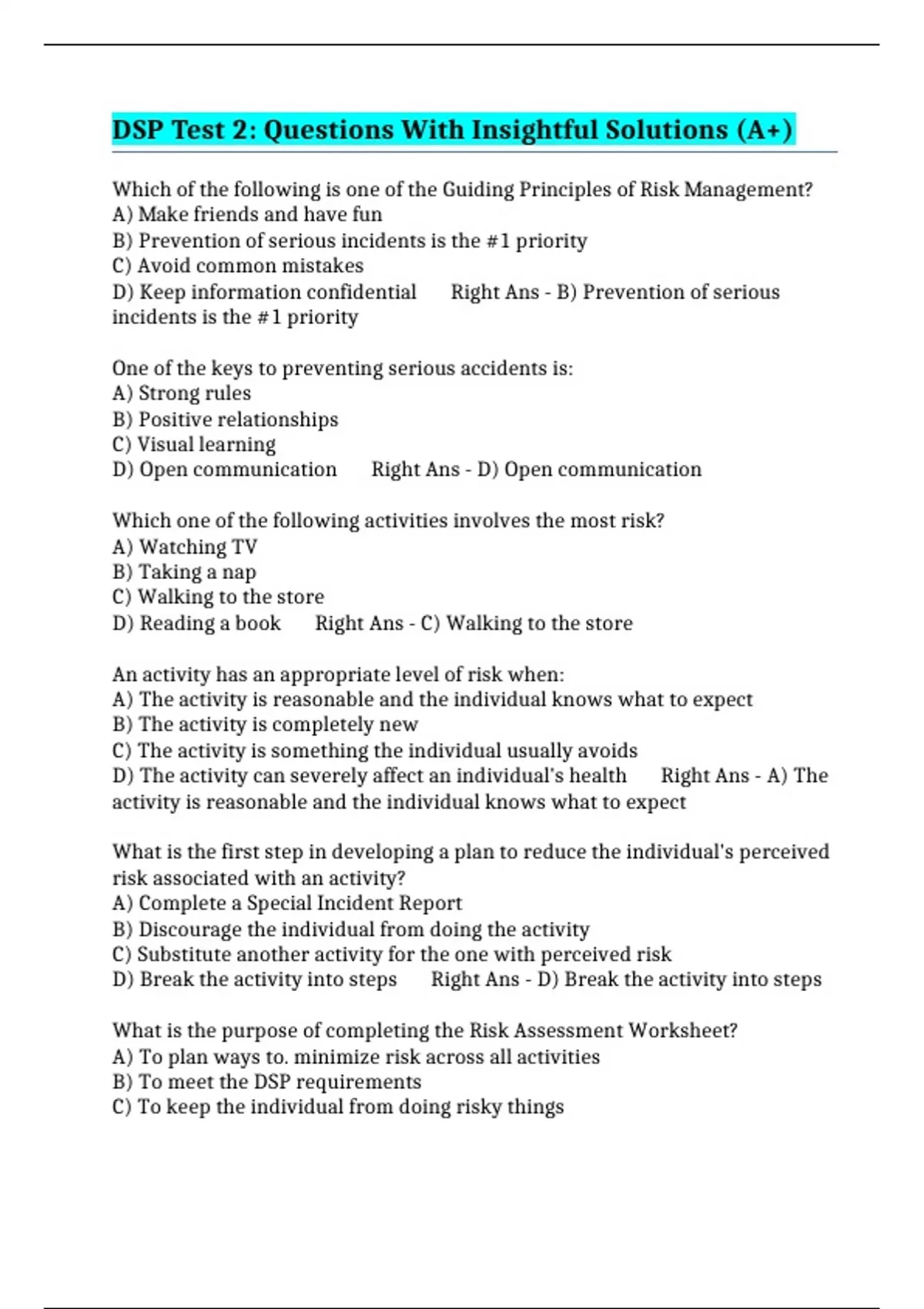 DSP Test 2: Questions With Insightful Solutions (A+) - DSP - Stuvia US