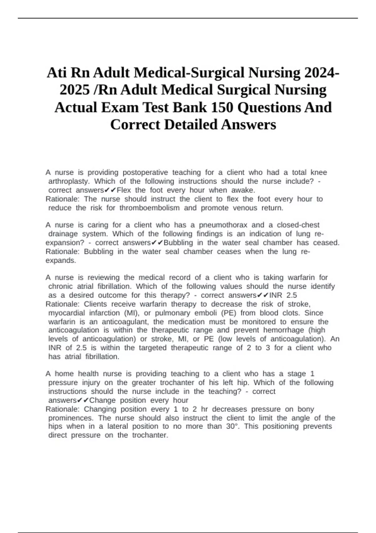 Ati Rn Adult Medical-Surgical Nursing /Rn Adult Medical Surgical ...
