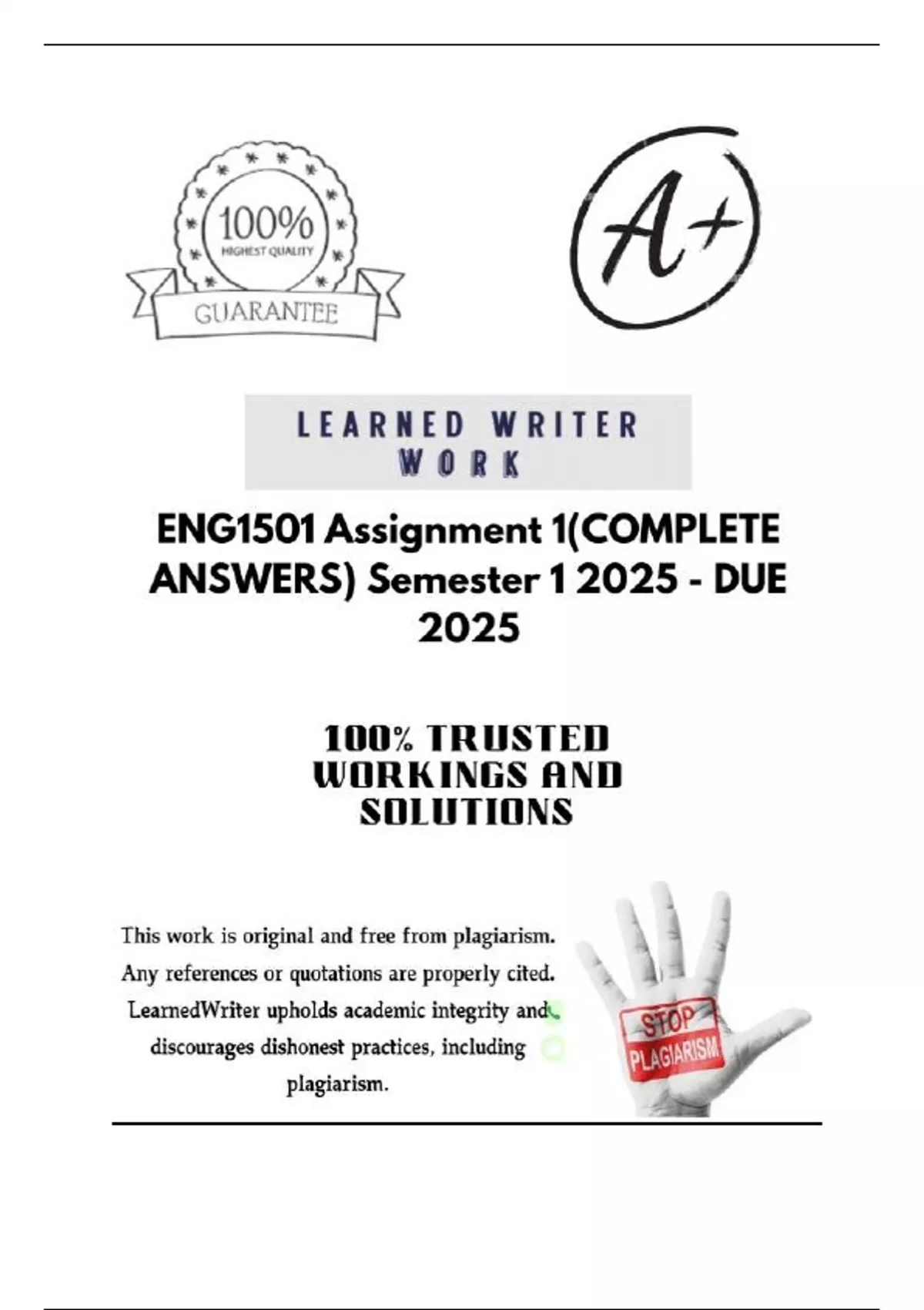 ENG1501 Assignment 1 (COMPLETE ANSWERS) Semester 1 2025 - DUE 2025; 100% TRUSTED Complete ...
