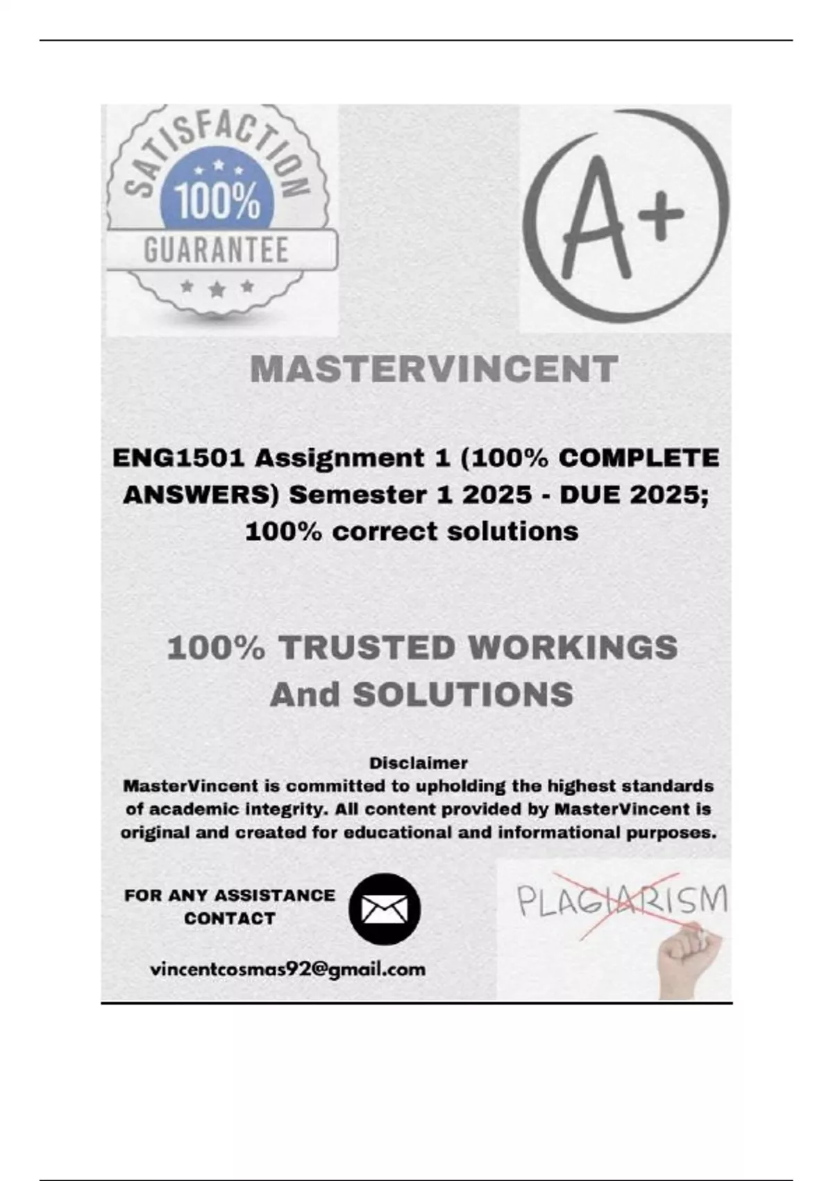 ENG1501 Assignment 1 (100% COMPLETE ANSWERS) Semester 1 2025 - DUE 23 April 2025; 100% correct ...