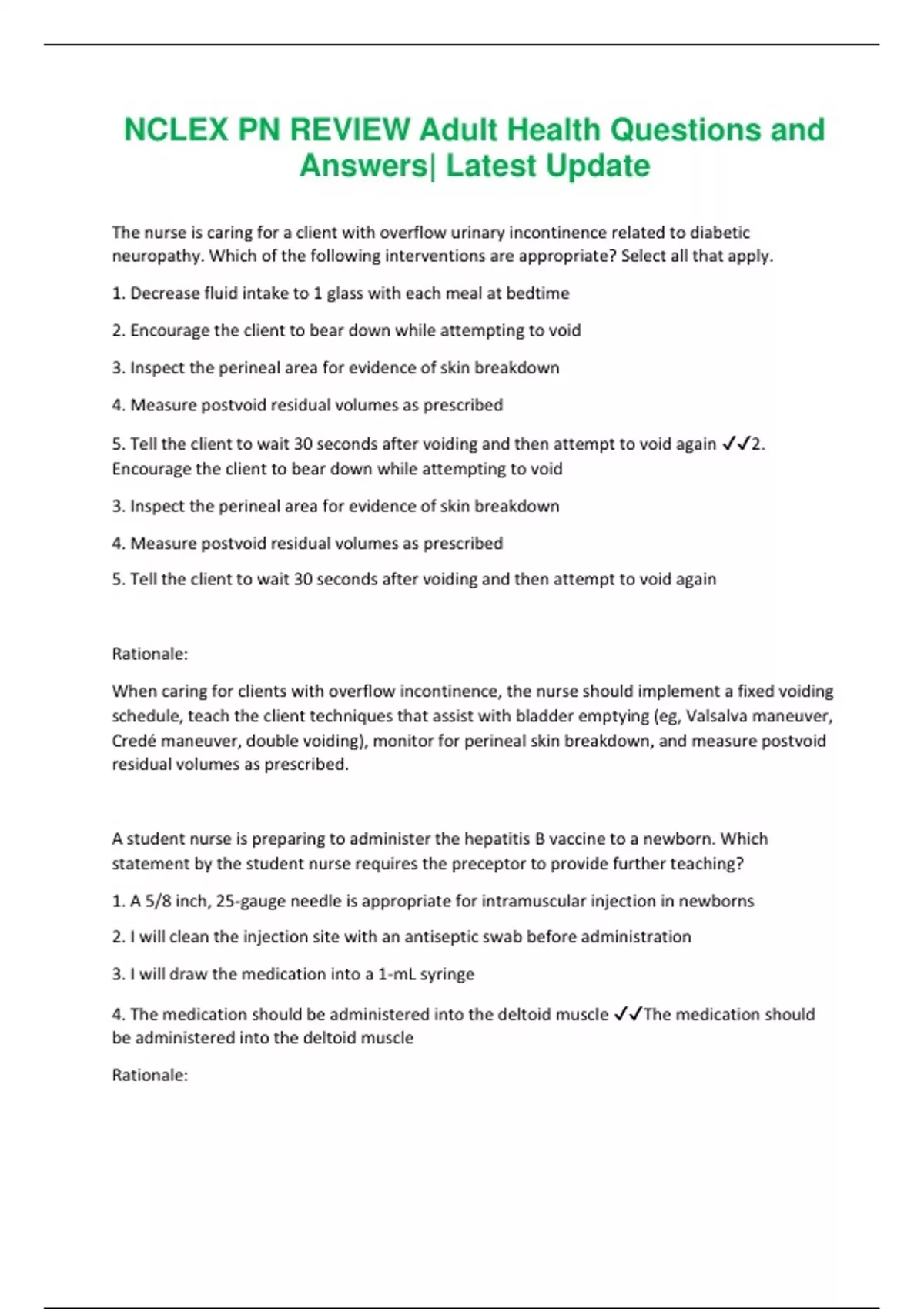 NCLEX PN REVIEW Adult Health Questions and Answers| Latest Update ...