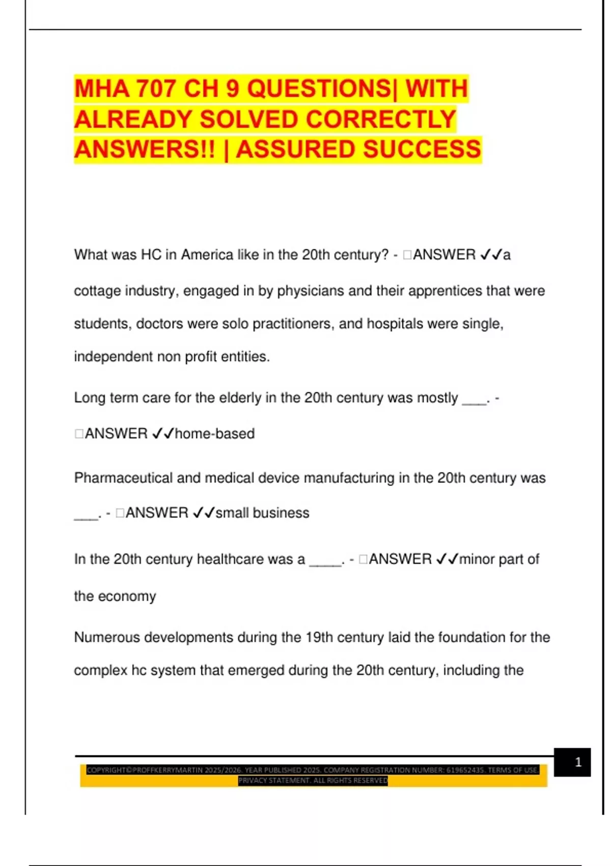 MHA 707 CH 9 QUESTIONS| WITH ALREADY SOLVED CORRECTLY ANSWERS ...