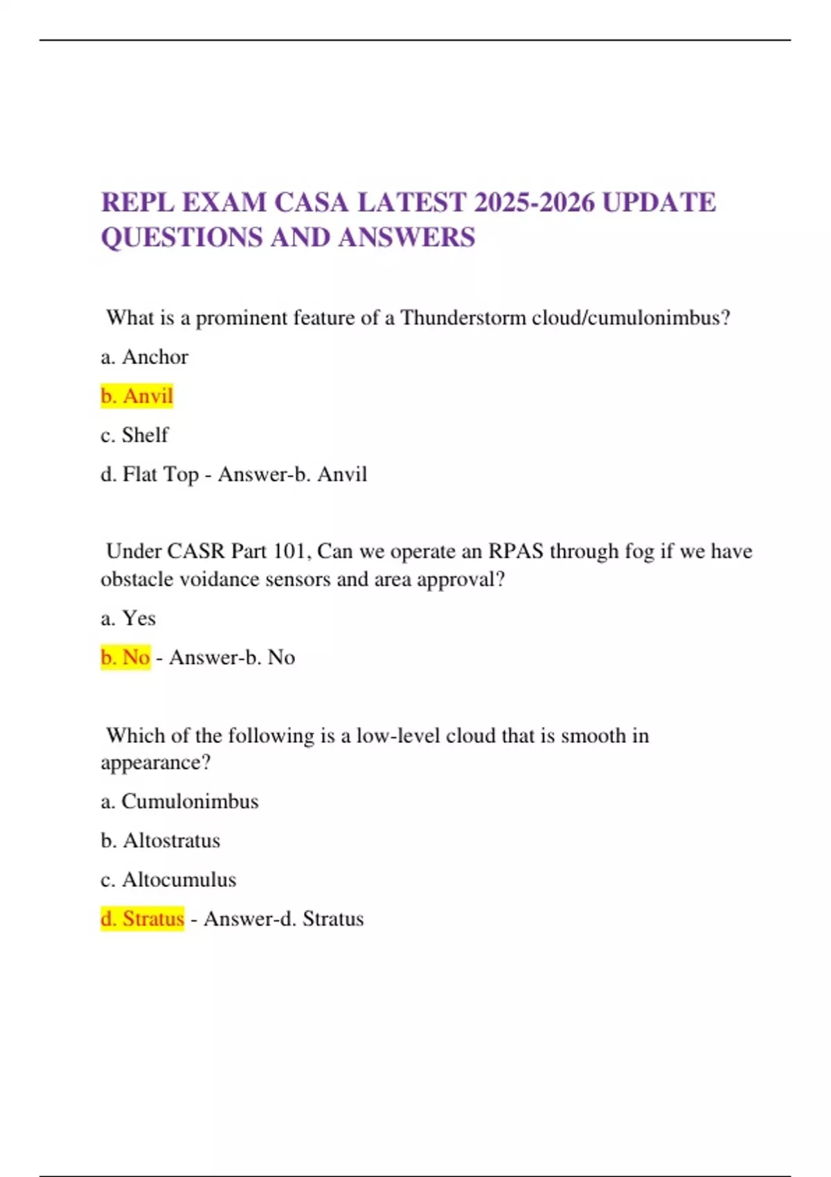 REPL EXAM CASA LATEST UPDATE QUESTIONS AND ANSWERS - REPL CASA - Stuvia US