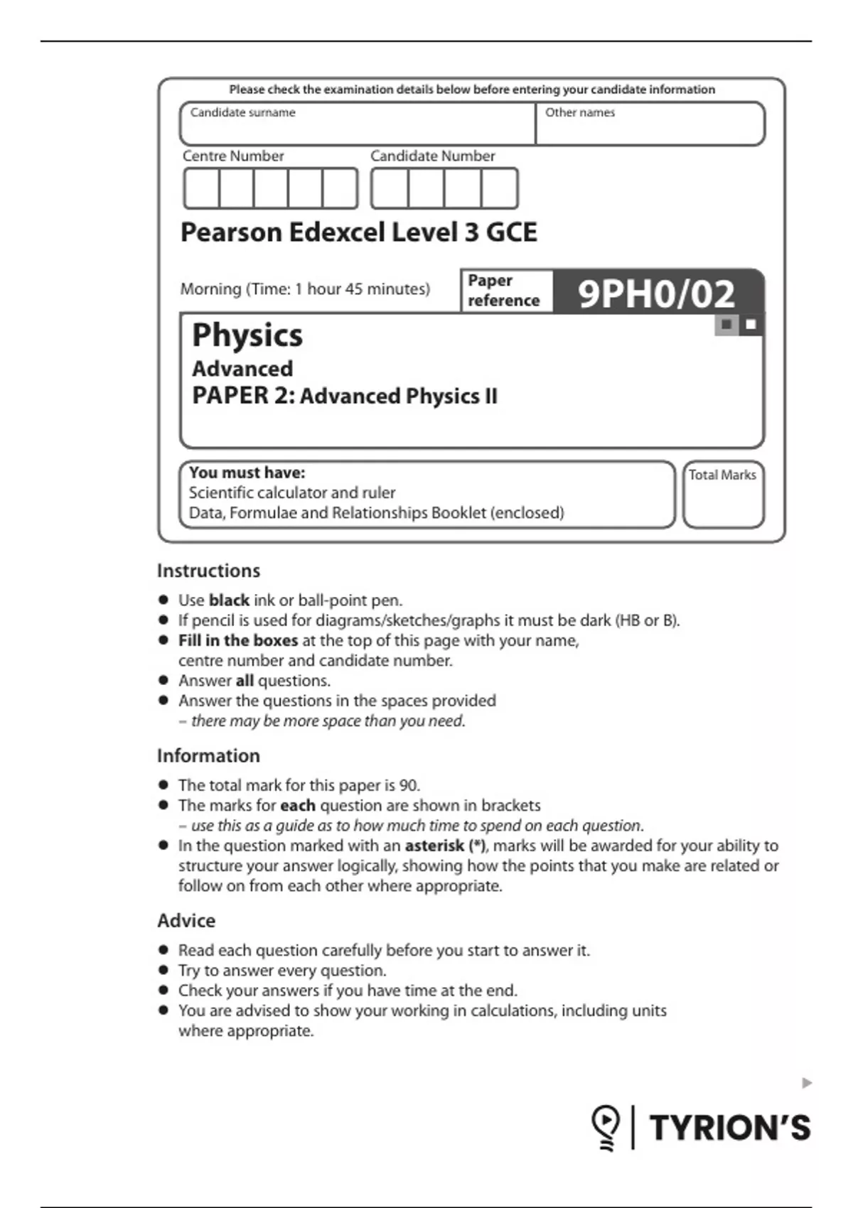 Edexcel AL Physics Question Paper 2 2025 Predicted - 2025 - Stuvia UK