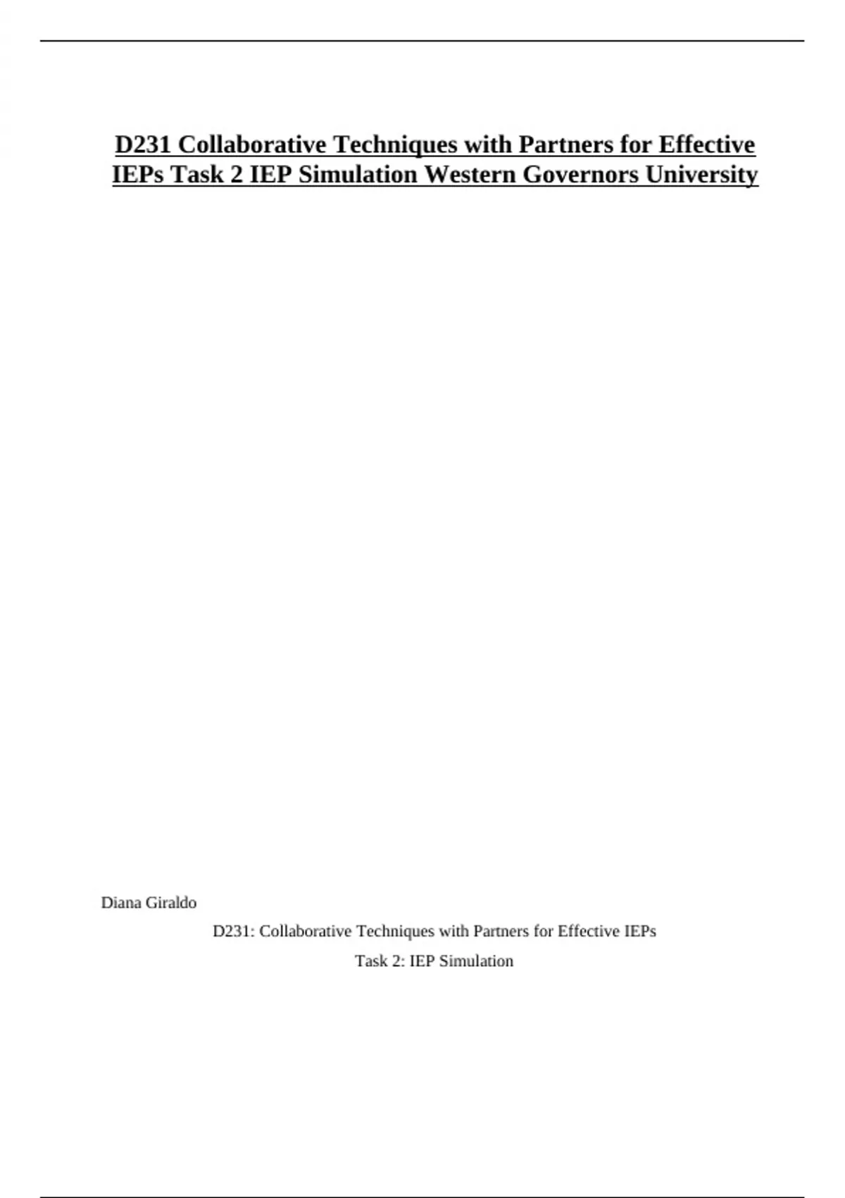 D231 Collaborative Techniques with Partners for Effective IEPs Task 2 ...