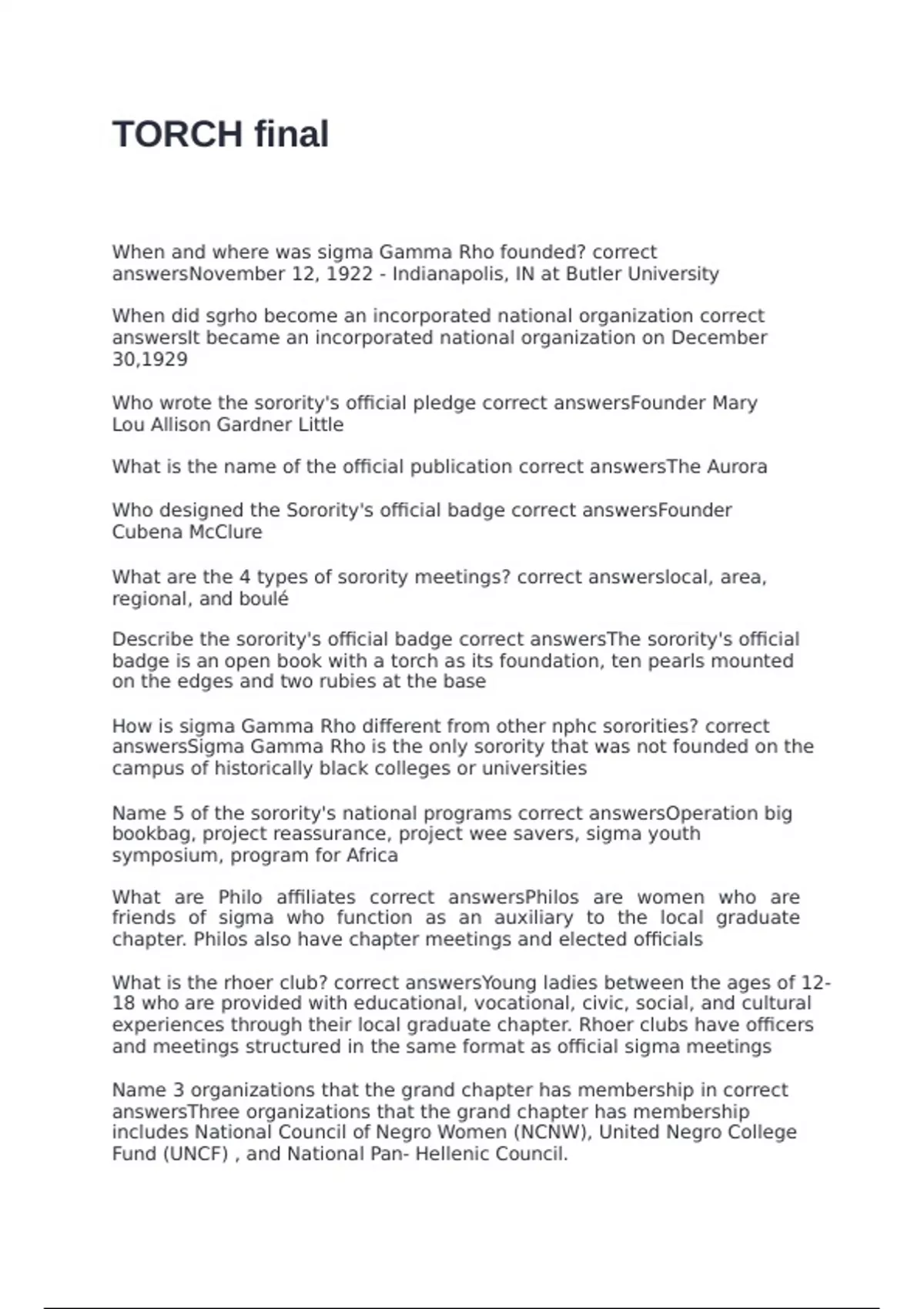 TORCH final exam with 100% correct answers 2025 - TORCH fina - Stuvia US