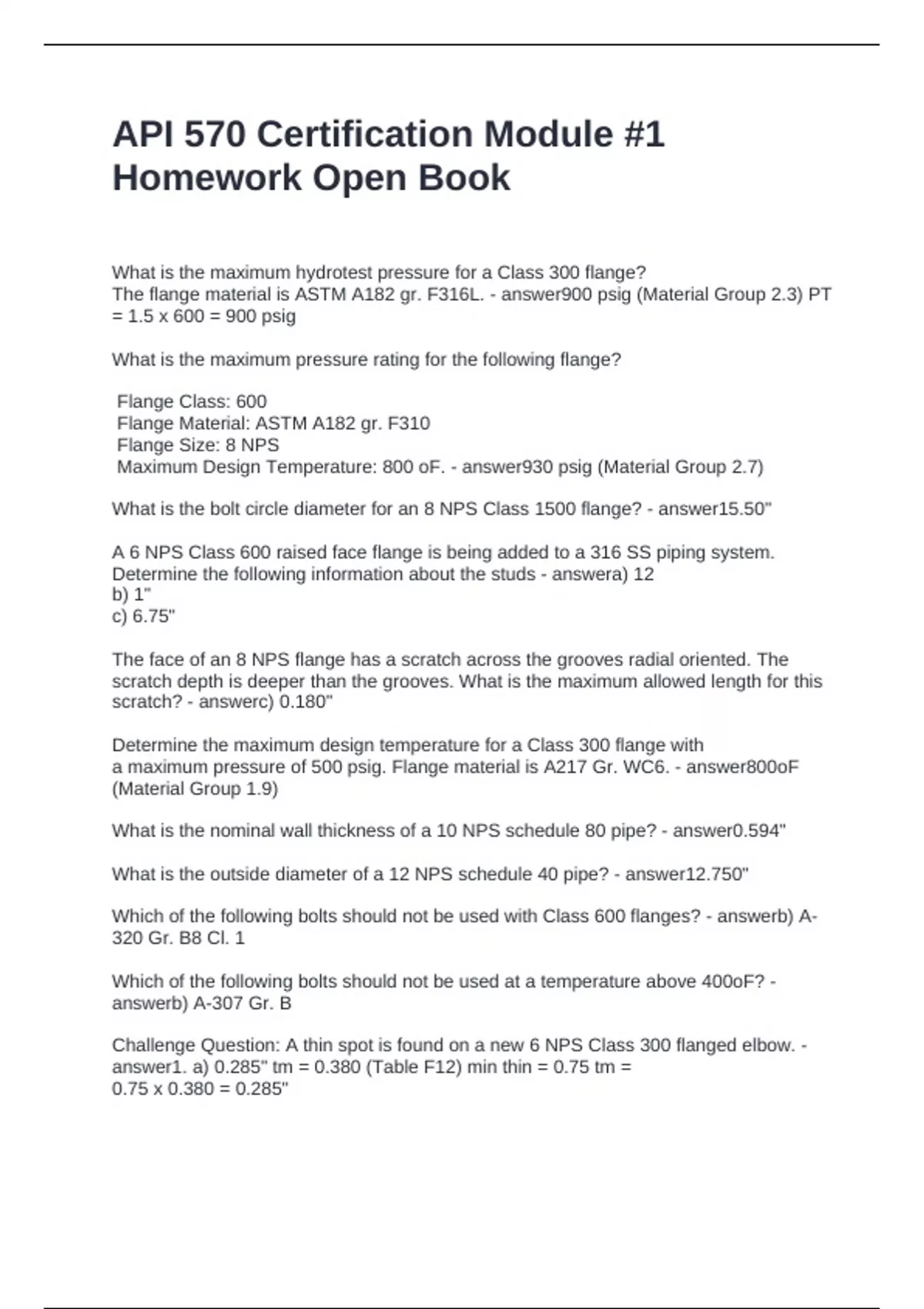 API 570 Certification Module -1 Homework Open Book Questions with ...