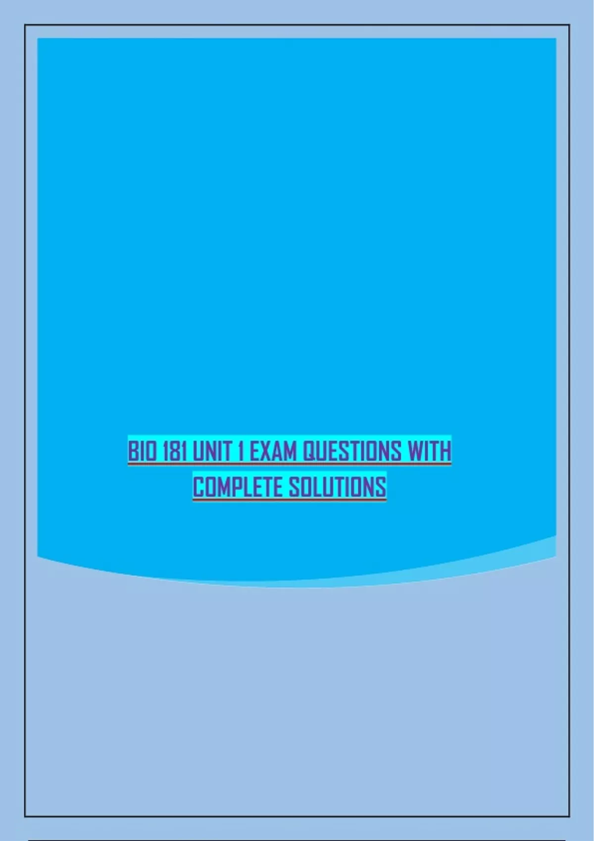 Bio 181 Unit 1 Exam Questions With Complete Solutions Bio 181 Stuvia Us