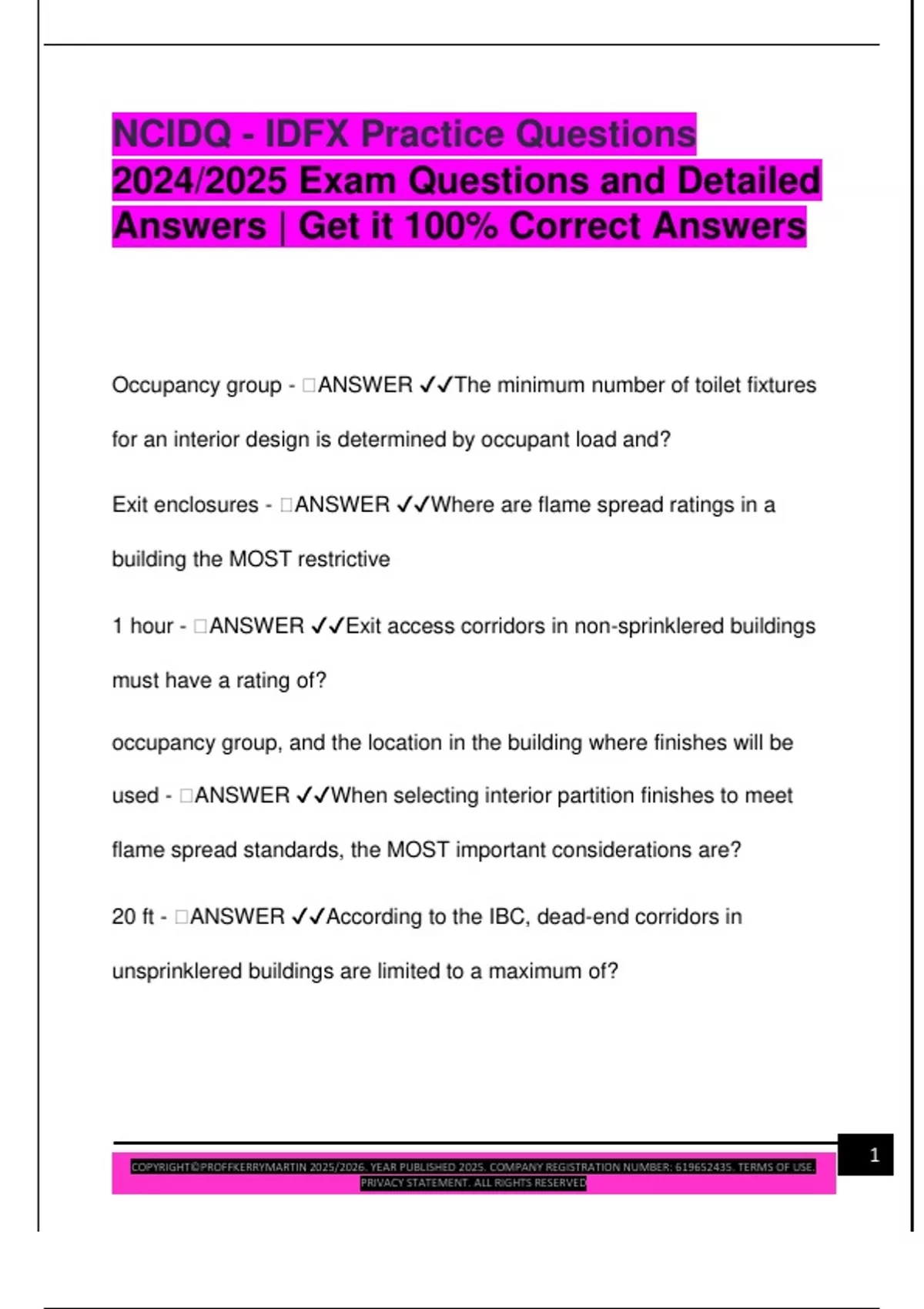 NCIDQ - IDFX Practice Questions 2024/2025 Exam Questions and Detailed ...