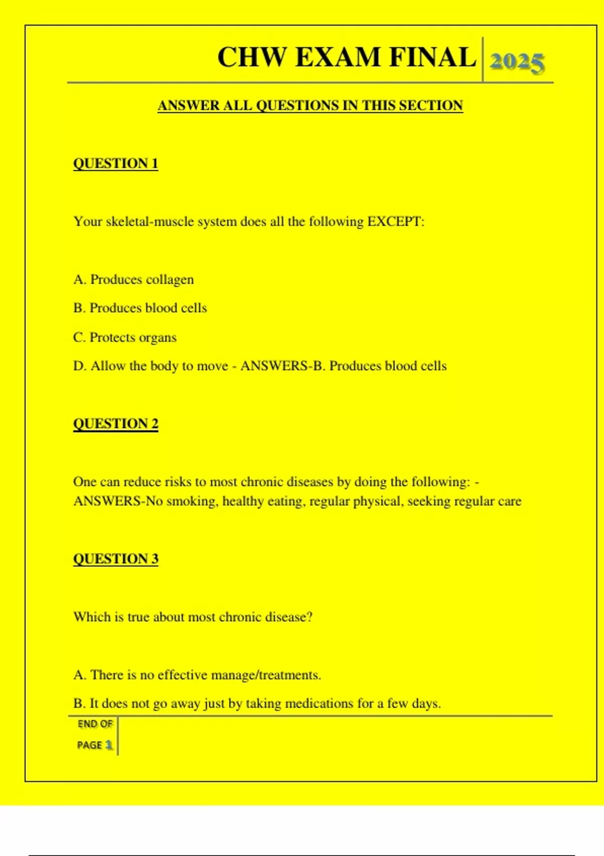 CHW EXAM FINAL QUESTIONS AND ANSWERS 2025 - CHW - Stuvia US