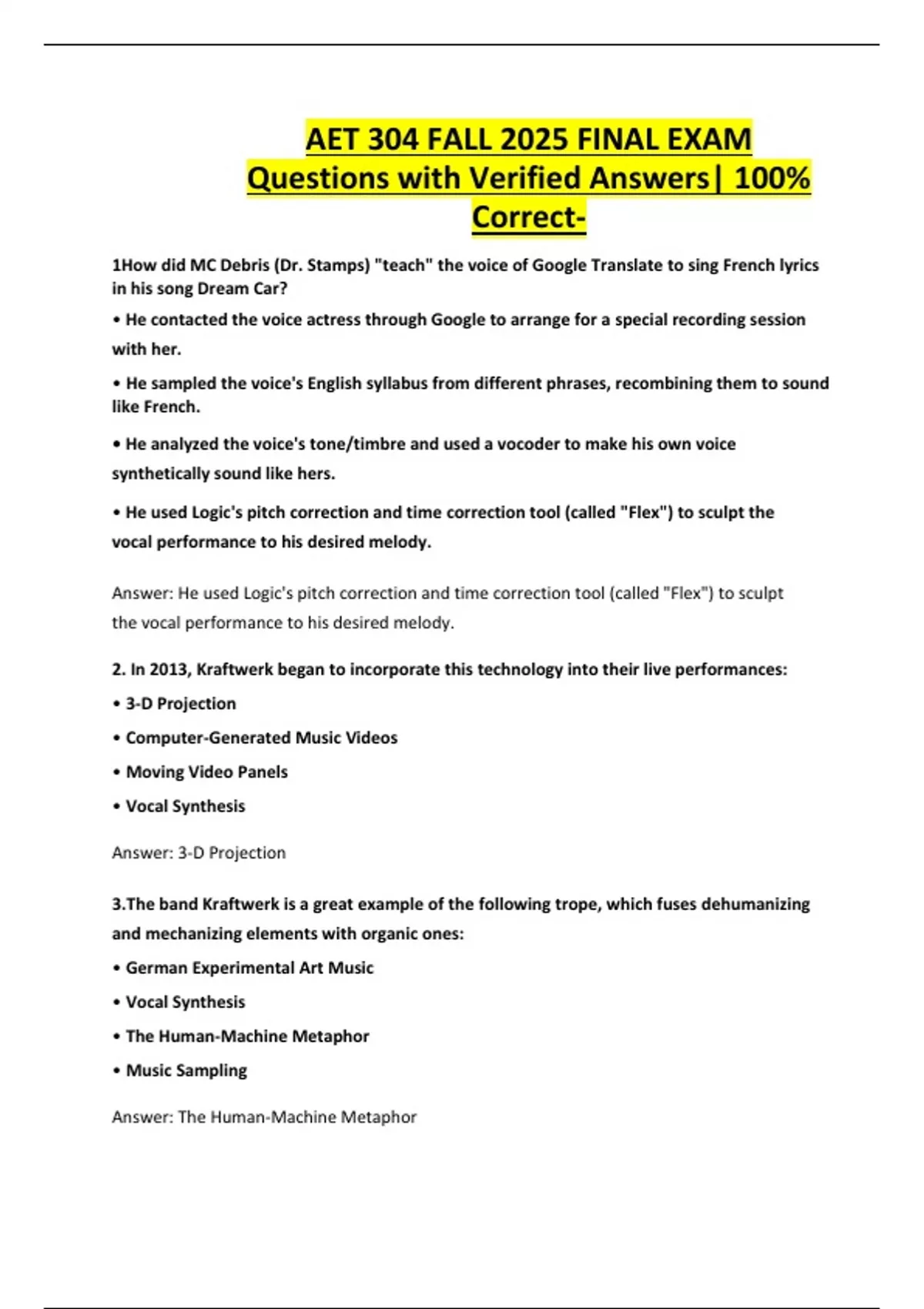 AET 304 FALL 2025 FINAL EXAM Questions with Verified Answers| 100% ...