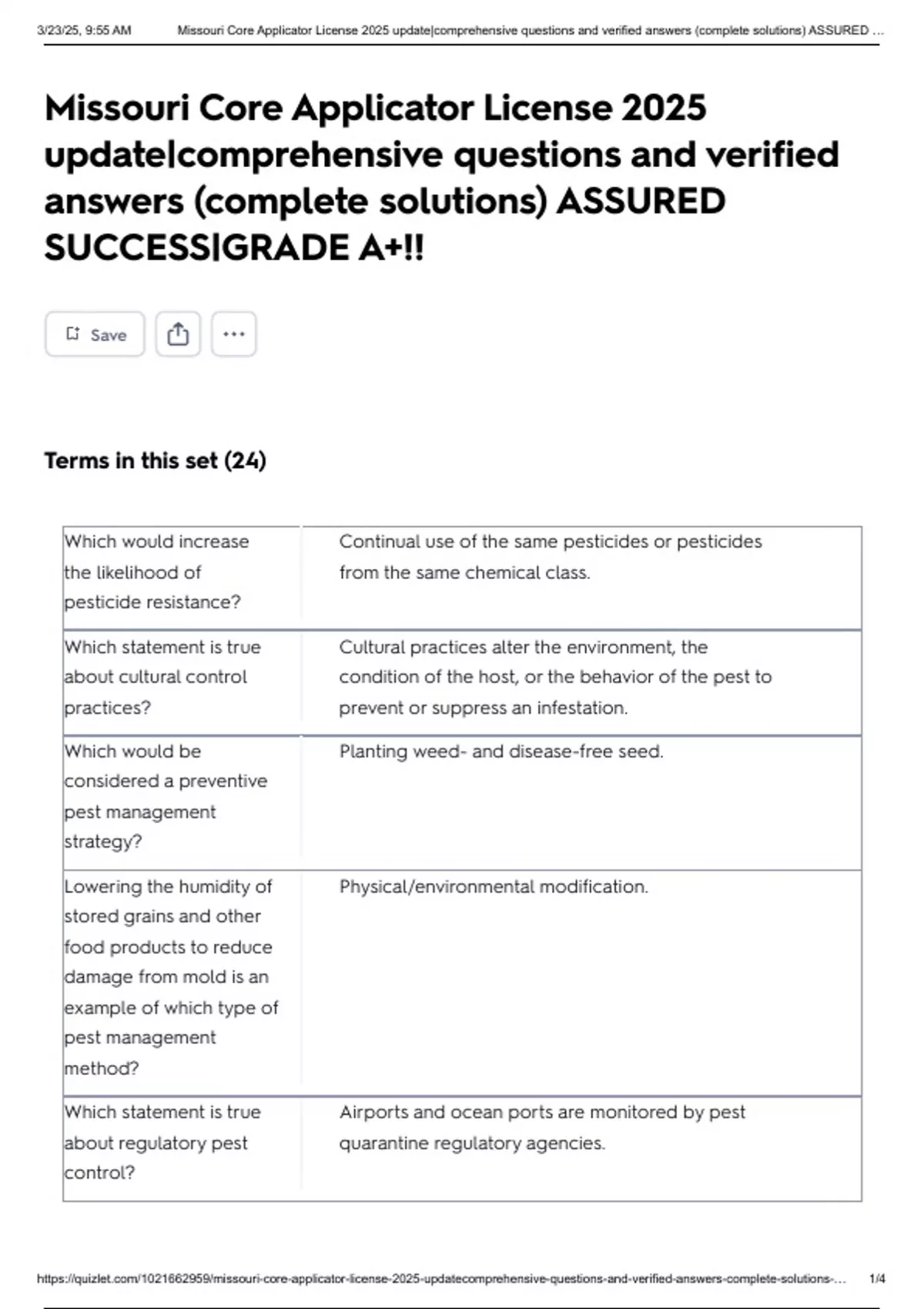 Missouri Core Applicator License 2025 update|comprehensive questions ...