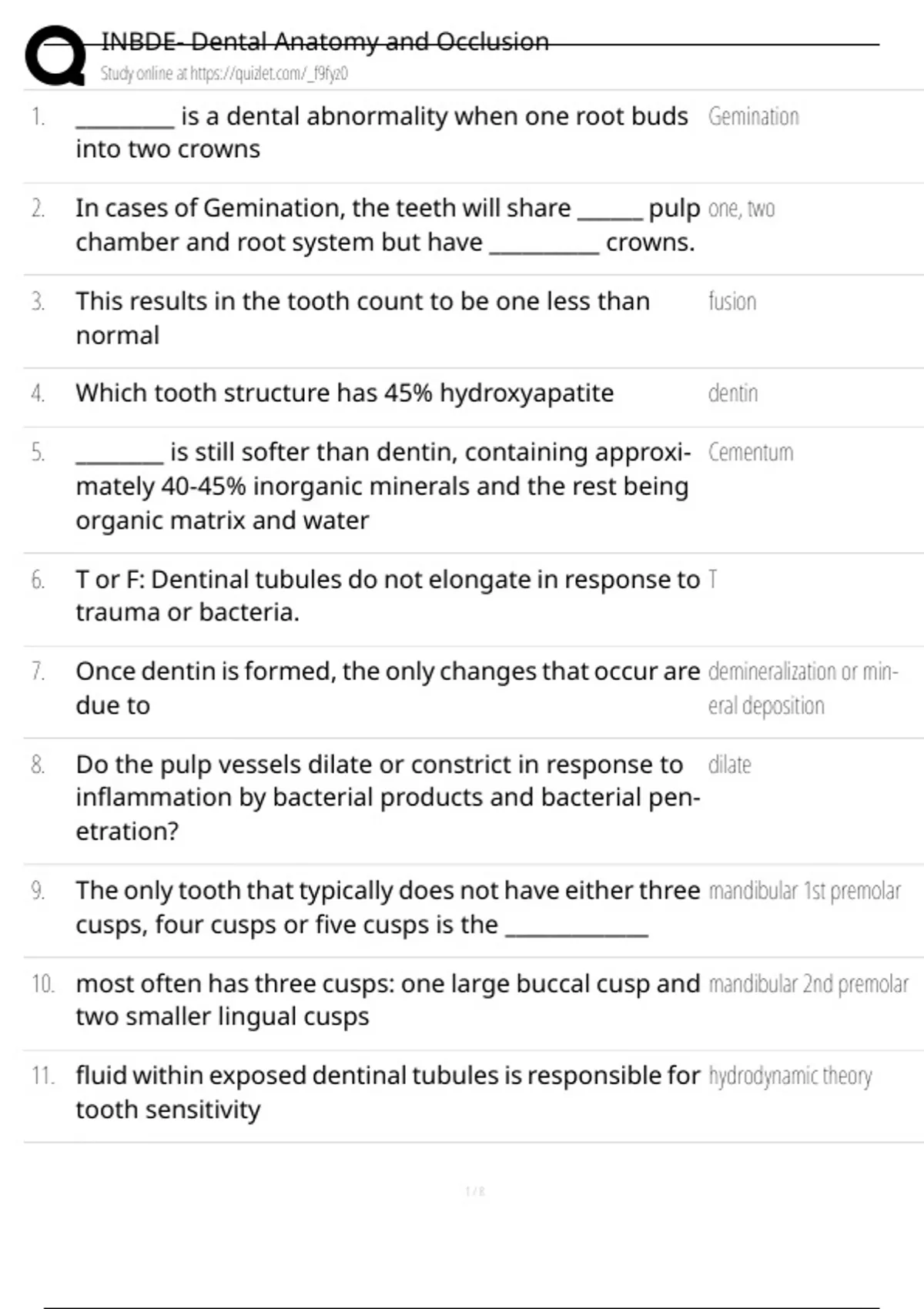INBDE- Dental Anatomy and Occlusion COMPLETE QUESTIONS WITH 100% RATED ...
