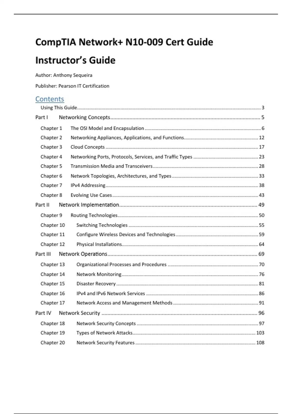 Instructor’s Guide for CompTIA Network+ N10-009 Cert Guide, 2nd Edition ...