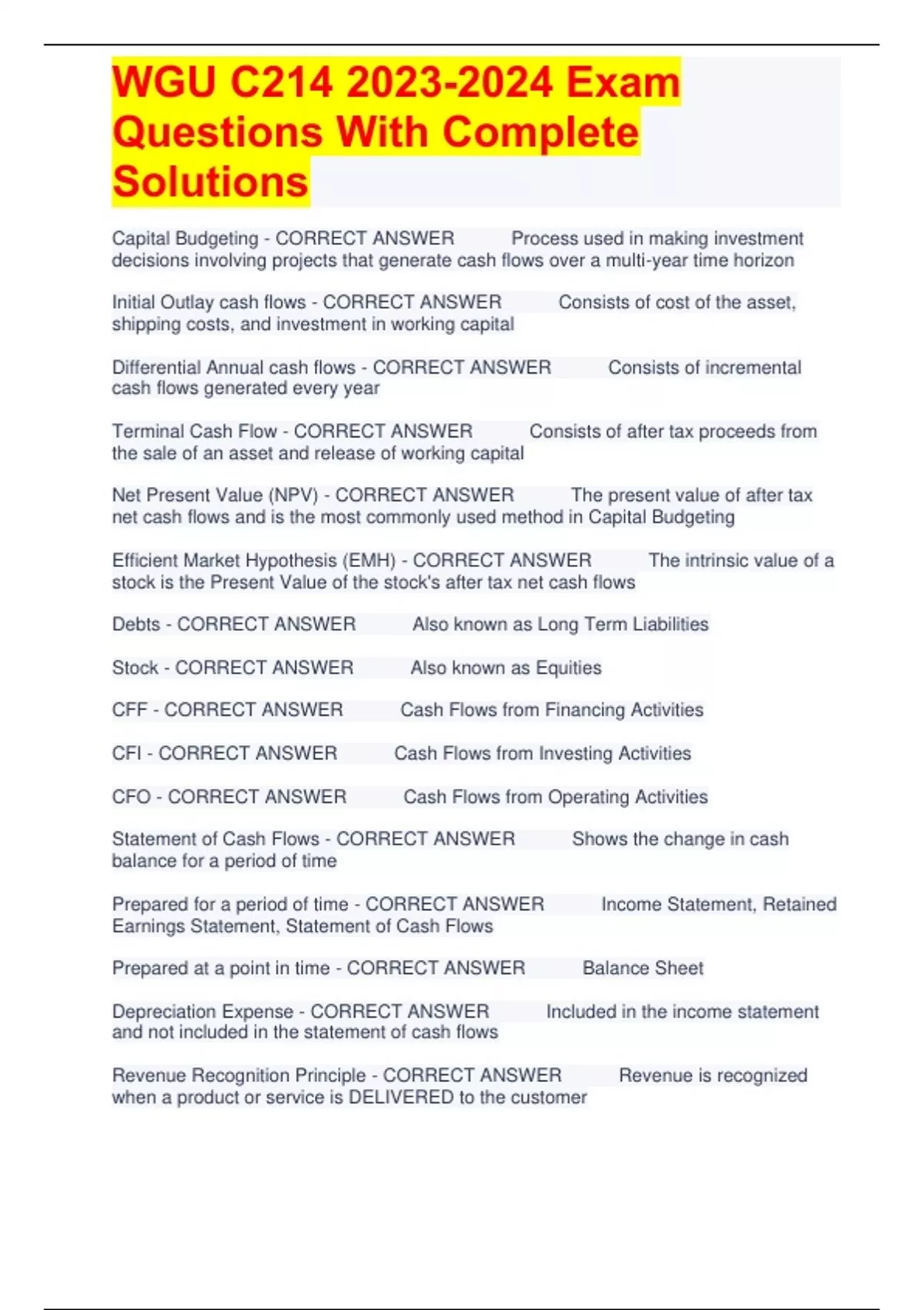 WGU C Exam Questions With Complete Solutions - WGU C214 - Stuvia US