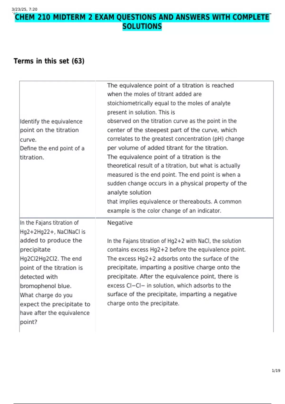 CHEM 210 MIDTERM 2 EXAM QUESTIONS AND ANSWERS WITH COMPLETE SOLUTIONS - CHEM210 - Stuvia US