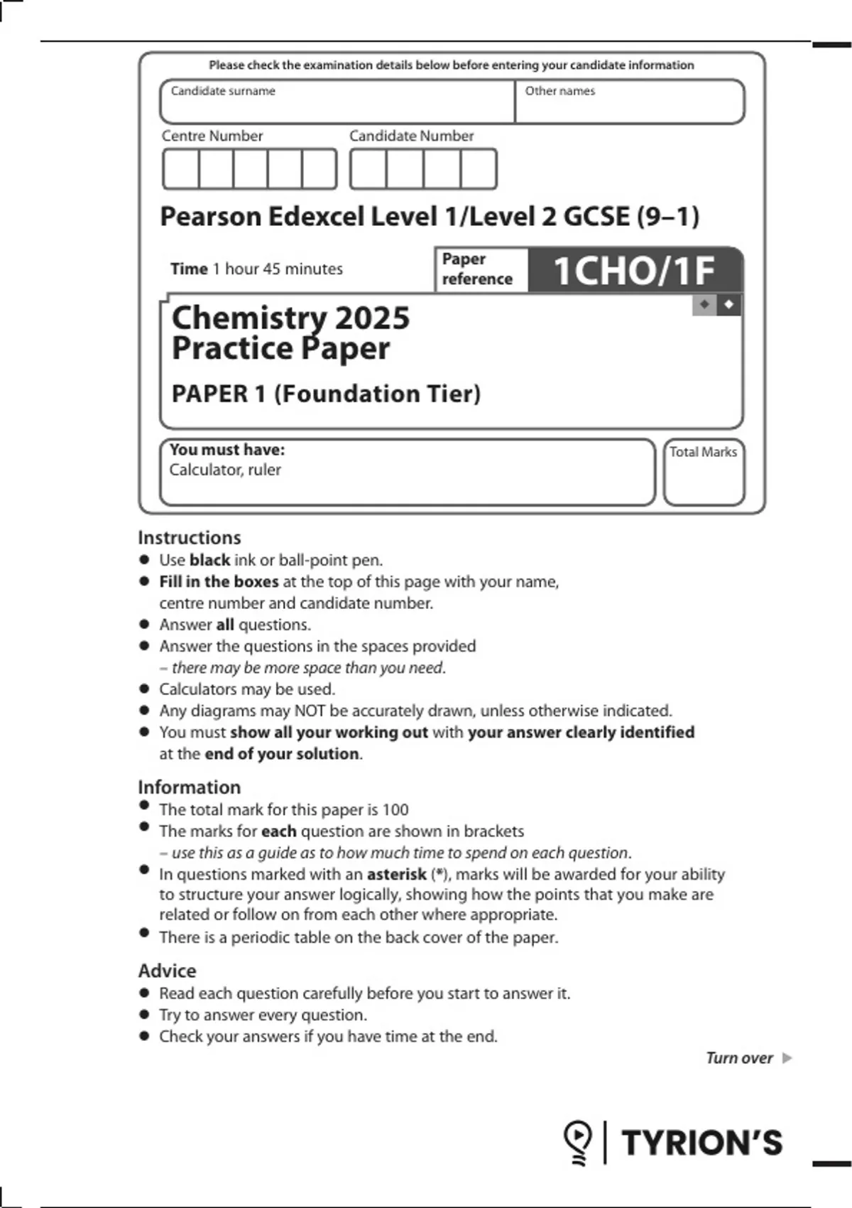 EDEXCEL GCSE 1F 2025 PREDICTED QUESTION PAPER - Predicted Papers 2025 ...