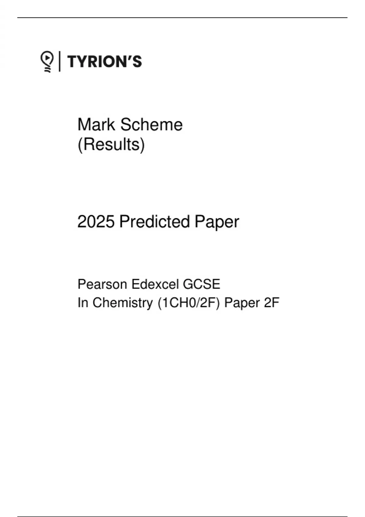EDEXCEL GCSE 2F 2025 PREDICTED MARK SCHEME - Predicted Papers 2025 - Stuvia UK