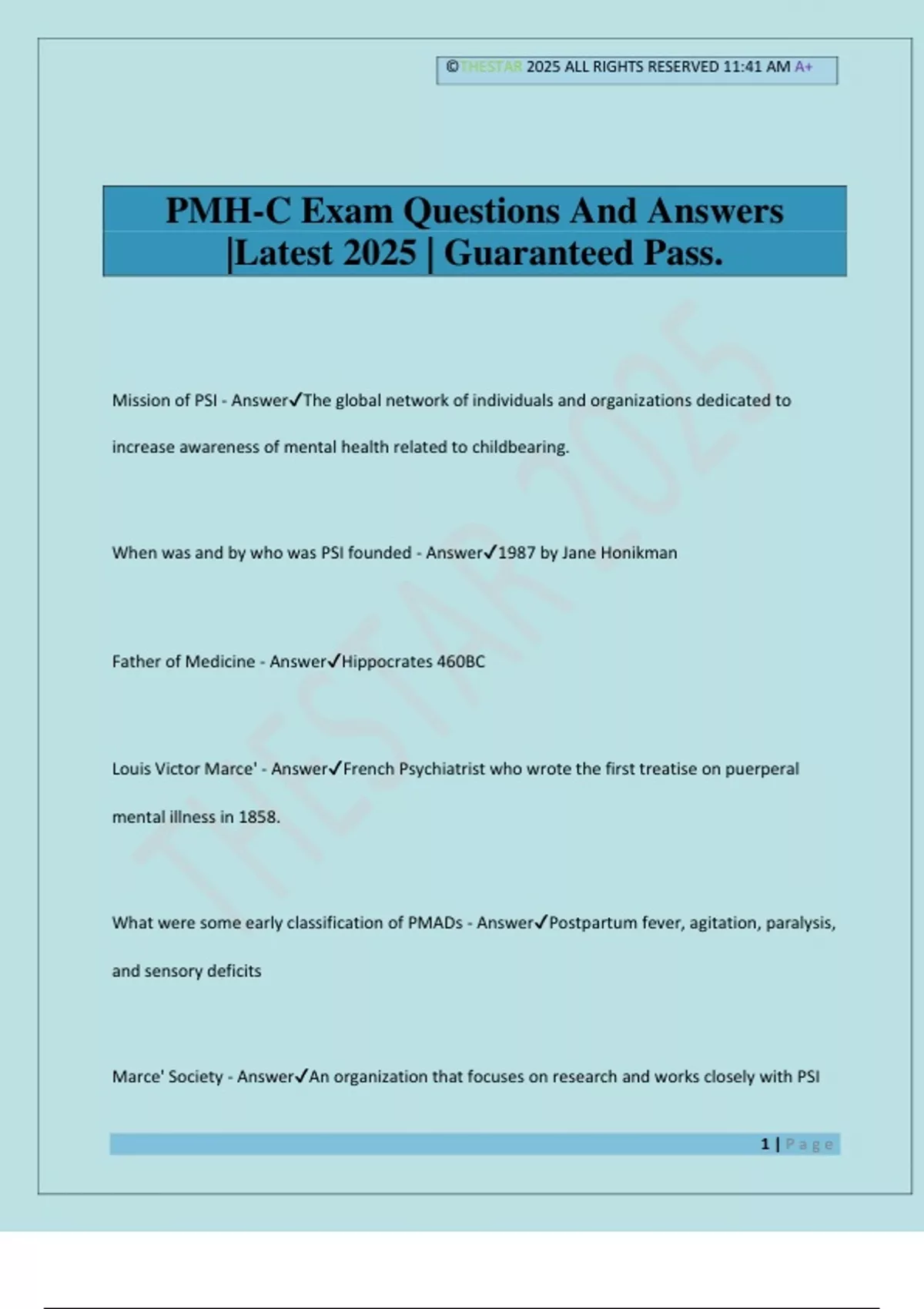 PMH-C Exam Questions And Answers |Latest 2025 | Guaranteed Pass. - PMH ...