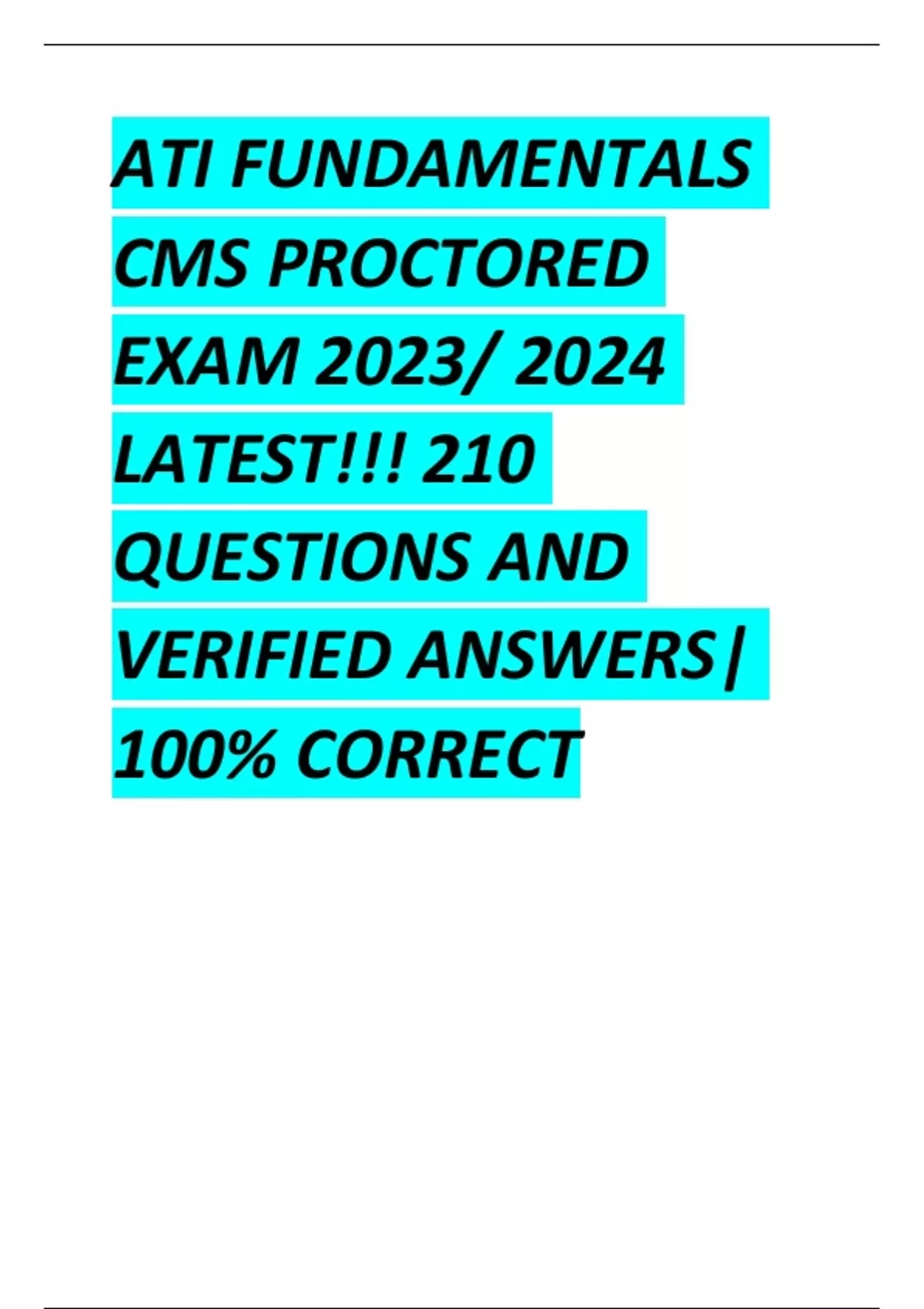 TI FUNDAMENTALS CMS PROCTORED EXAM 2023/ 2024 LATEST!!! 210 QUESTIONS ...