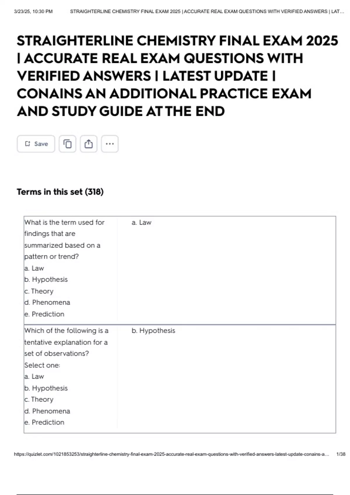 STRAIGHTERLINE CHEMISTRY FINAL EXAM 2025 | ACCURATE REAL EXAM QUESTIONS ...