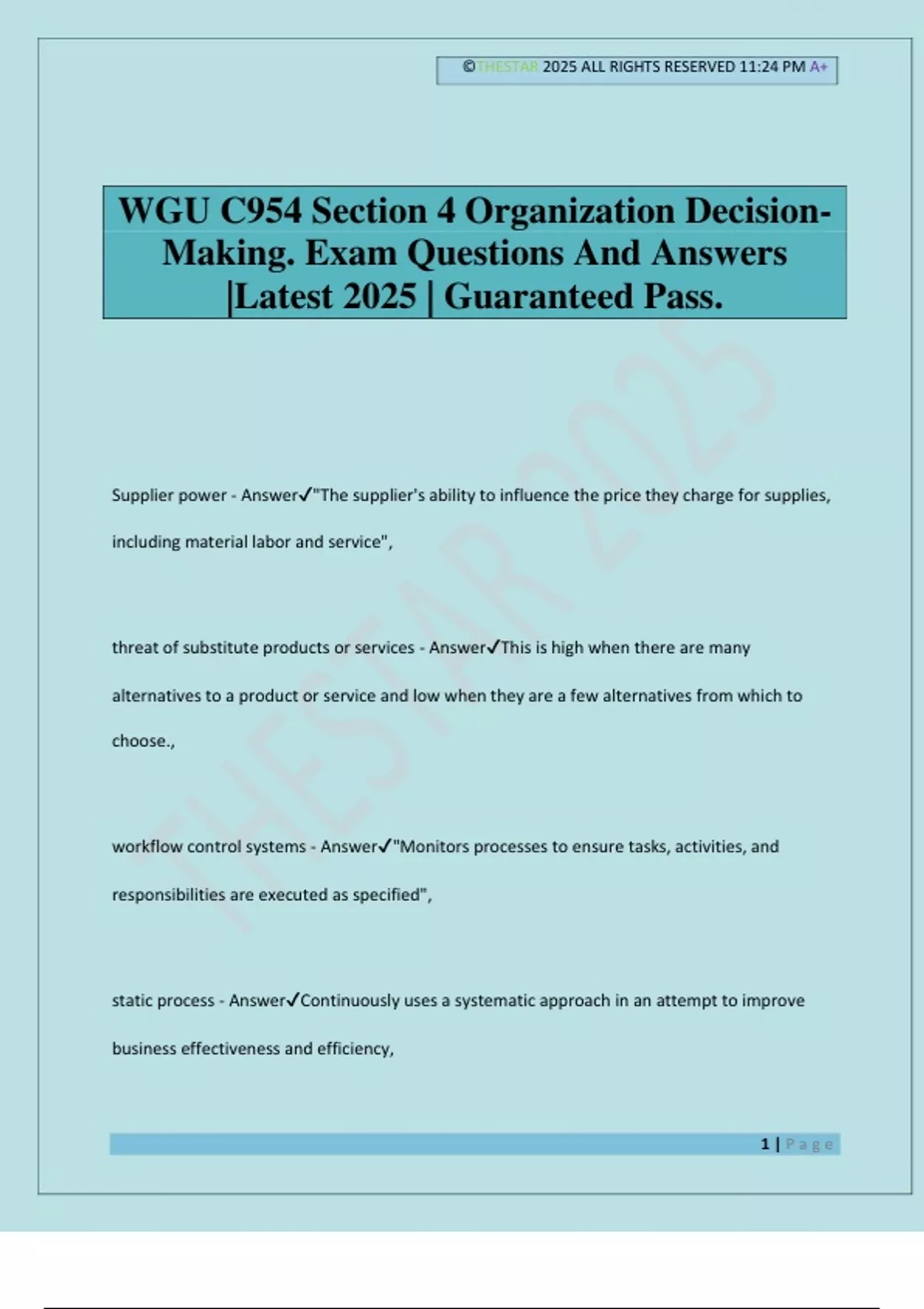 WGU C954 Bundled Exams Questions and Answers 100% Pass Guaranteed ...