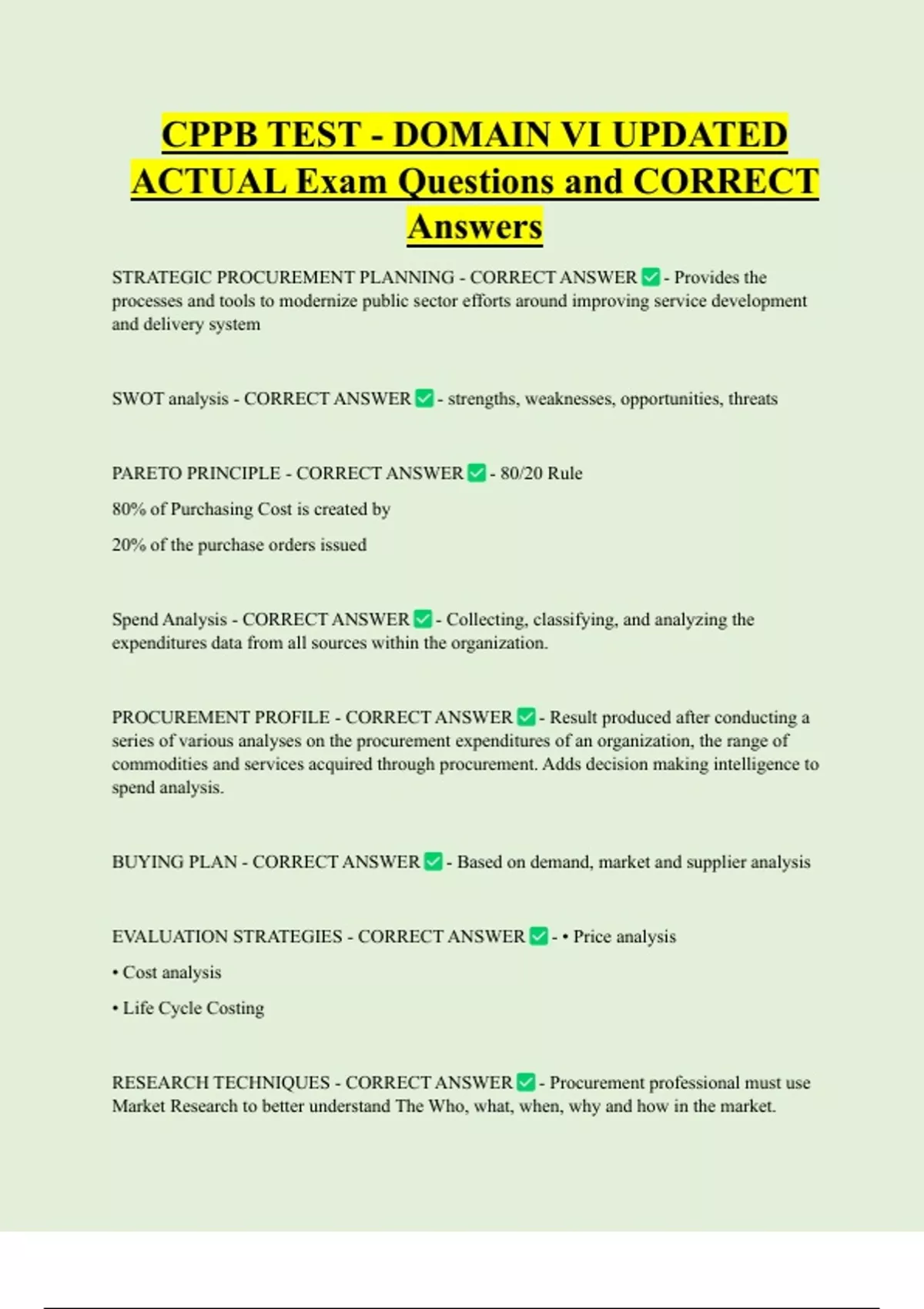 Cppb Test Domain Vi Updated Actual Exam Questions And Correct Answers Cppb Stuvia Us