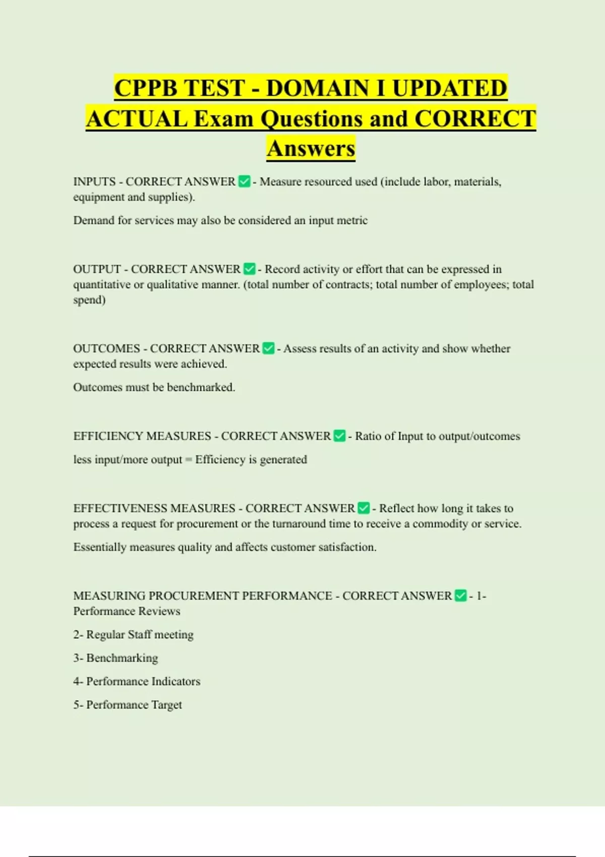 Cppb Test Domain I Updated Actual Exam Questions And Correct Answers Cppb Stuvia Us