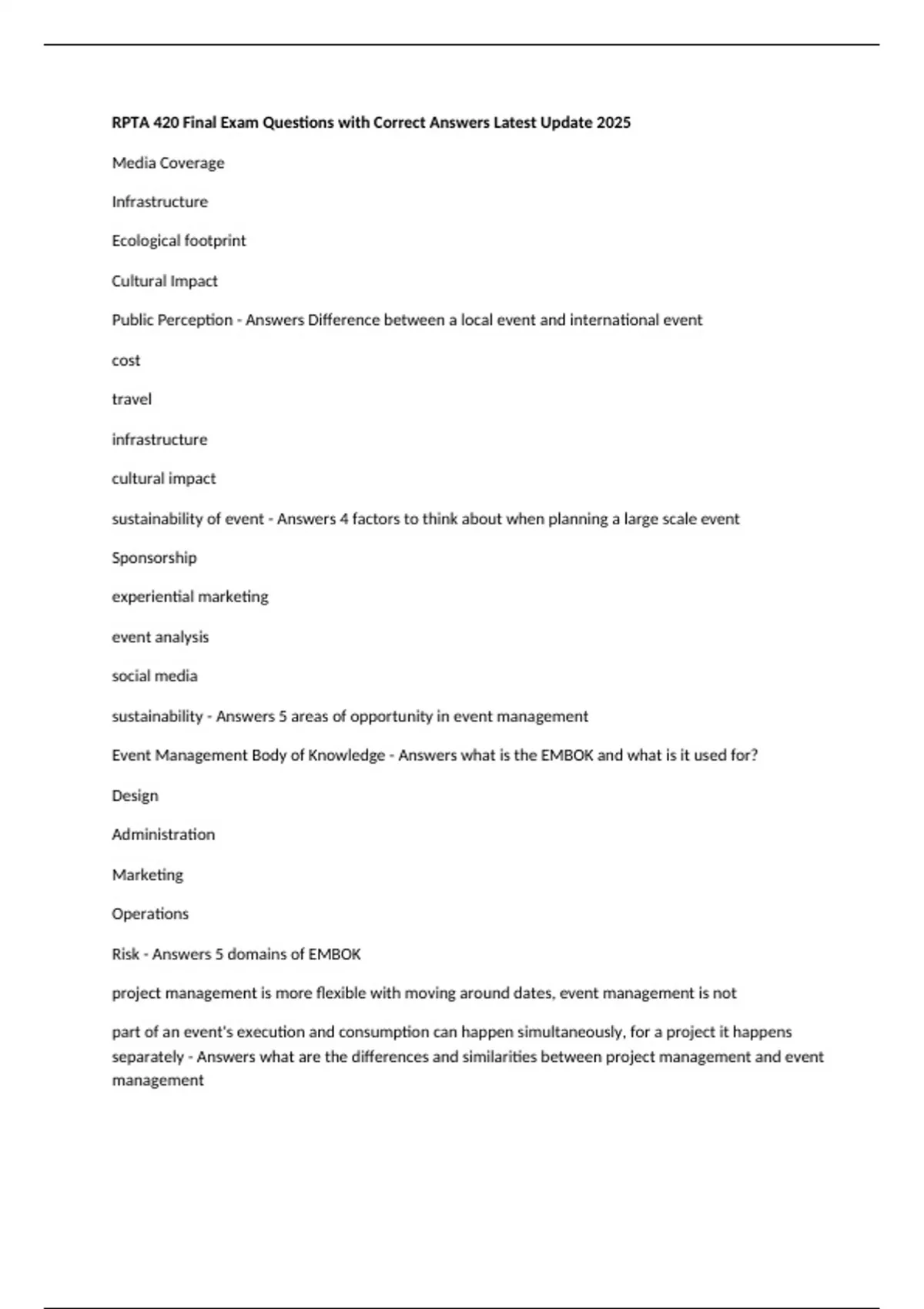 RPTA 420 Final Exam Questions with Correct Answers Latest Update 2025 ...