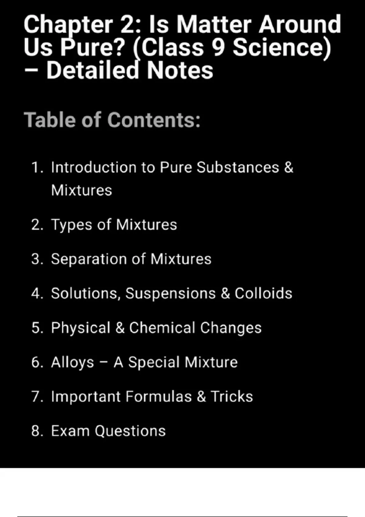 Class 9 Science - Is Matter Around Us Pure (Detailed Notes + Examples ...