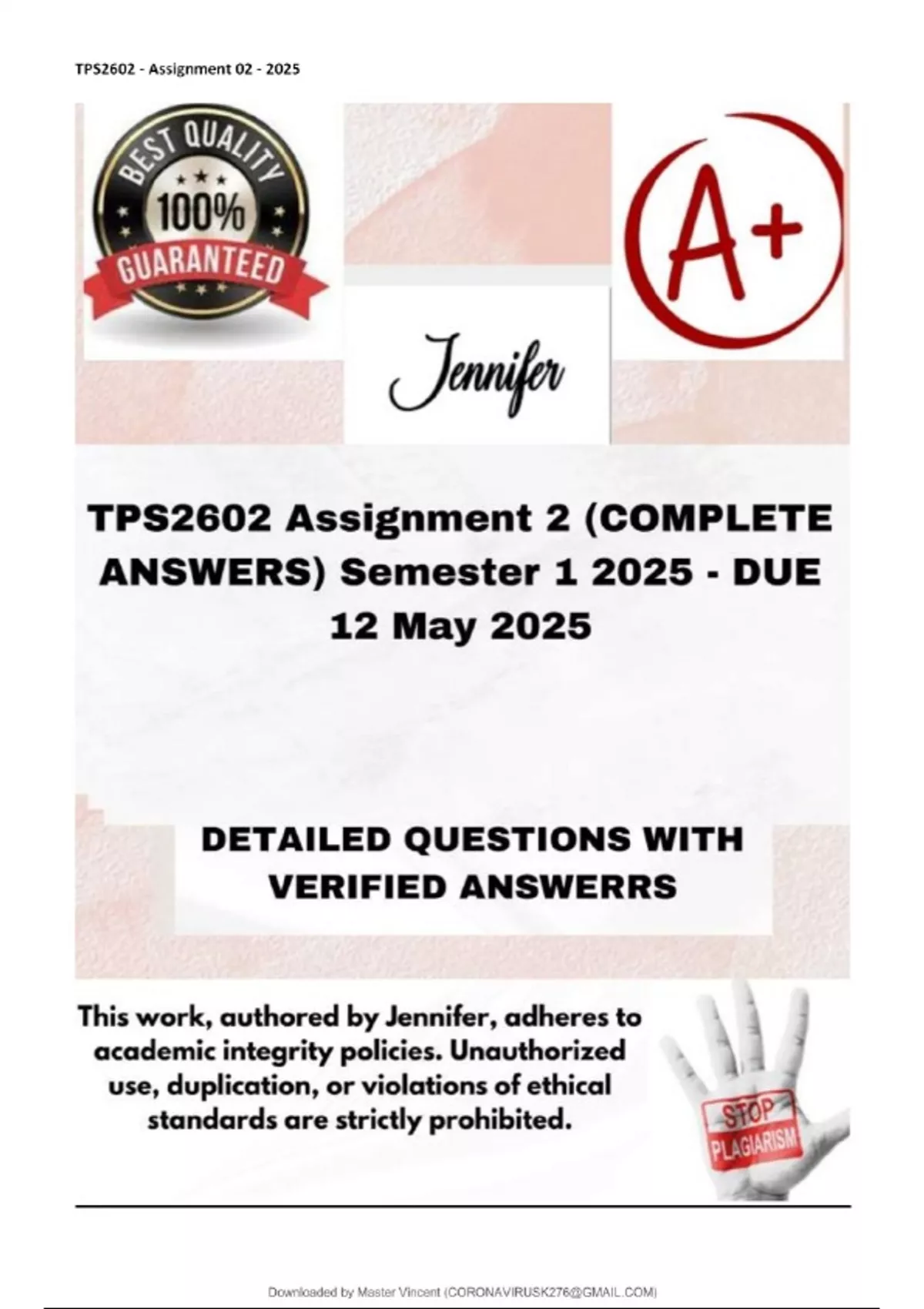 Tps2602 Assignment 2 Complete Answers Semester 1 2025 Due 12 May