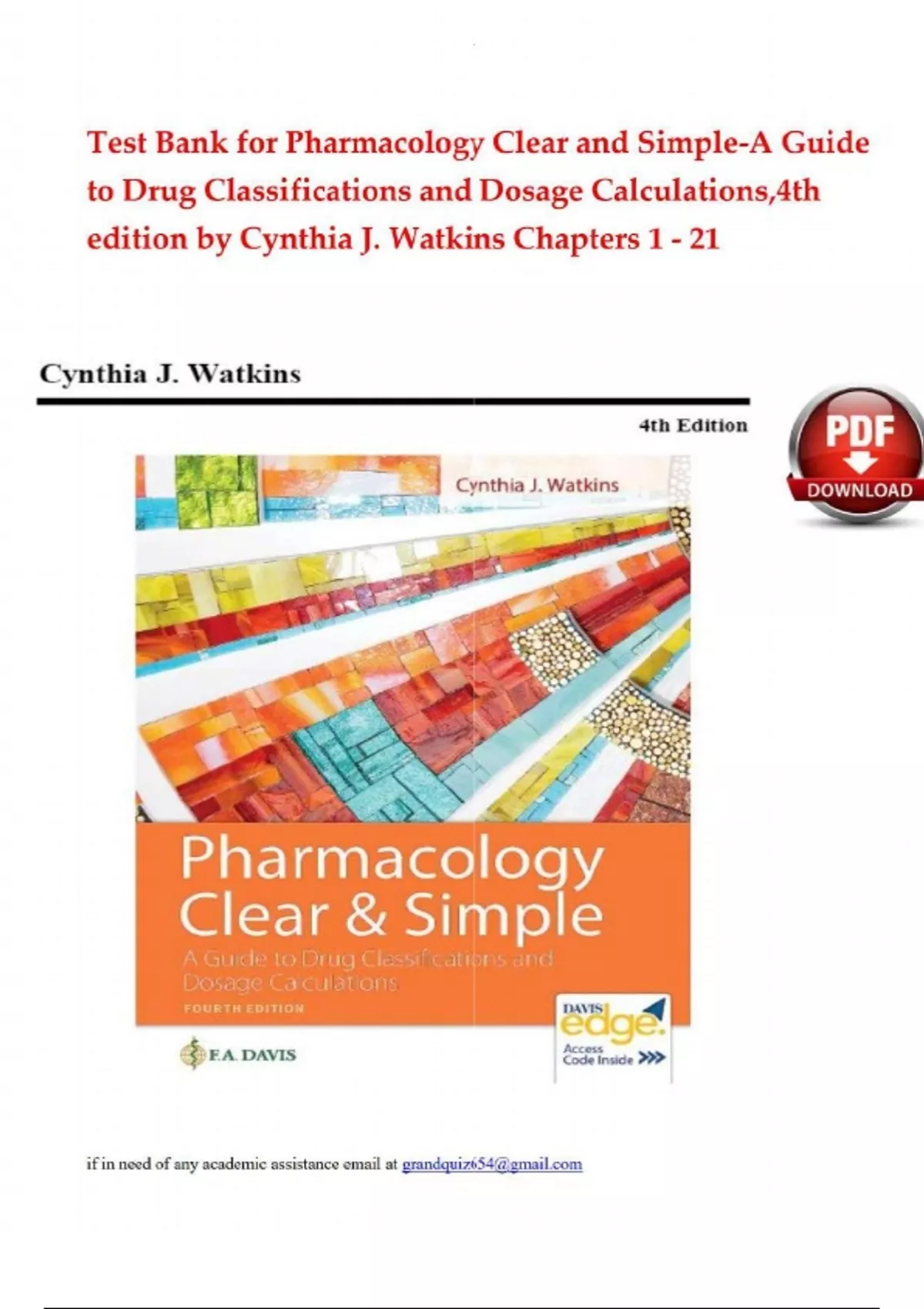 Test Bank for Pharmacology Clear and Simple-A Guide to Drug ...