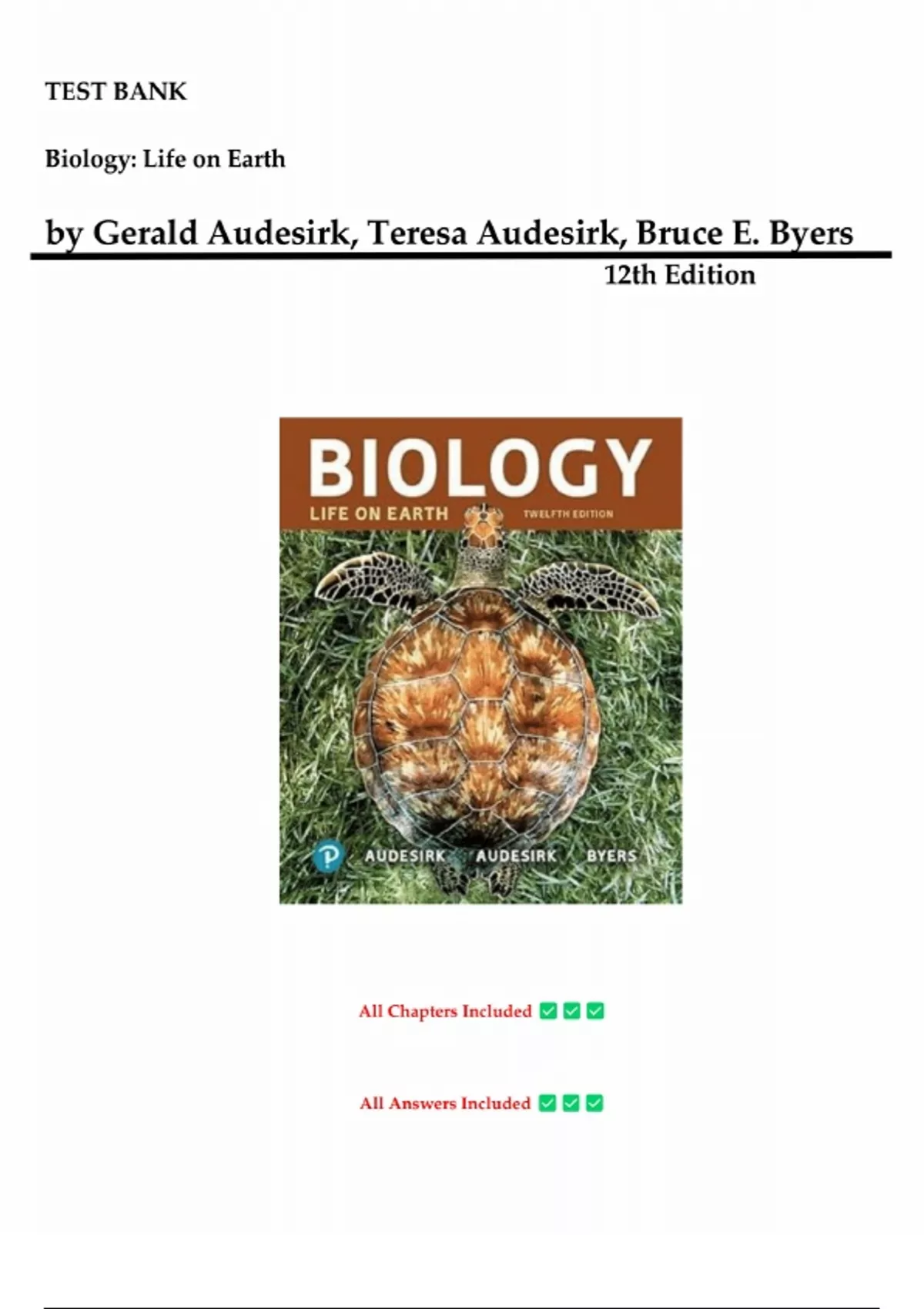 Test Bank - Biology: Life on Earth with Physiology 12th Edition by ...