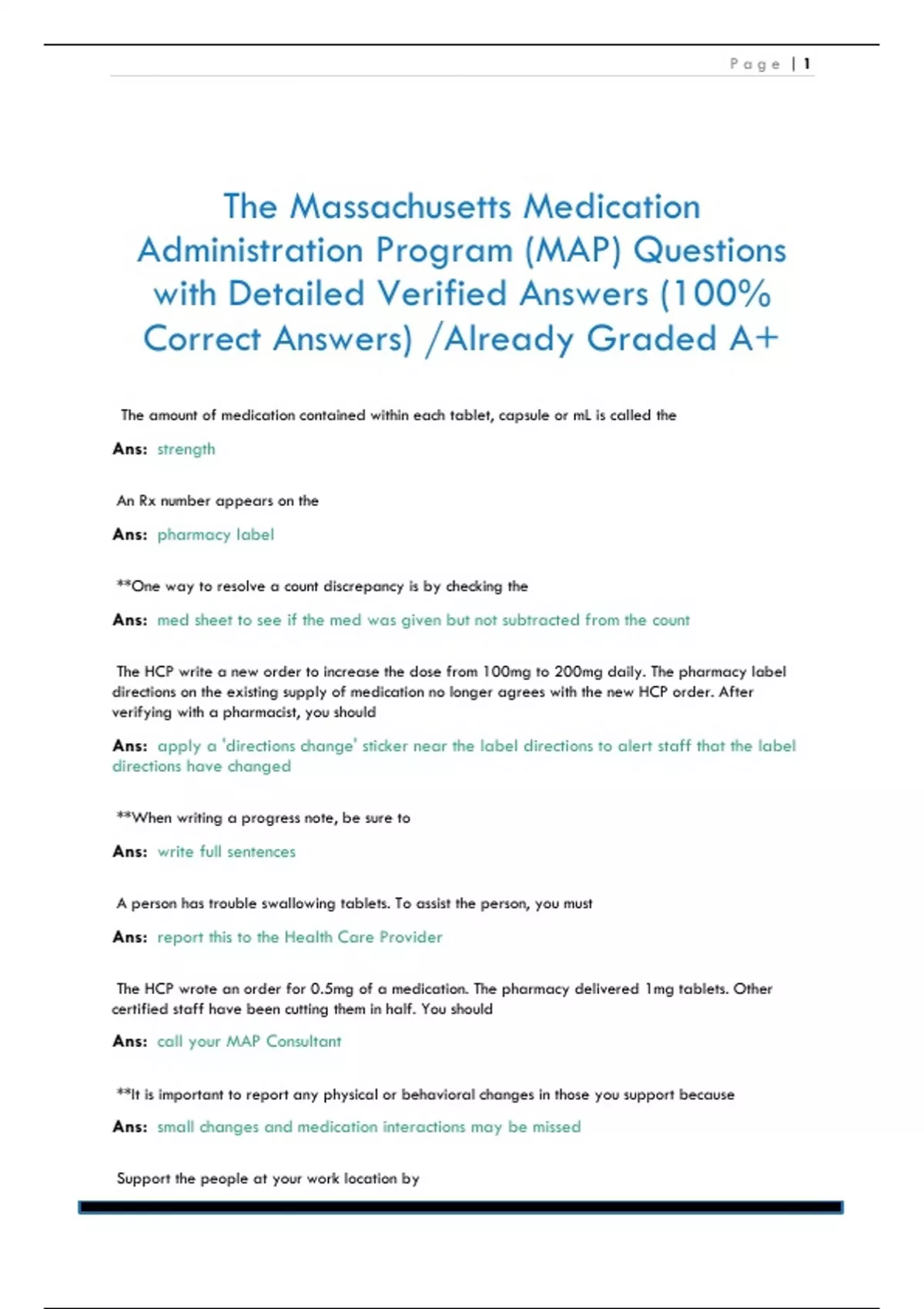 The Massachusetts Medication Administration Program (MAP) Questions ...