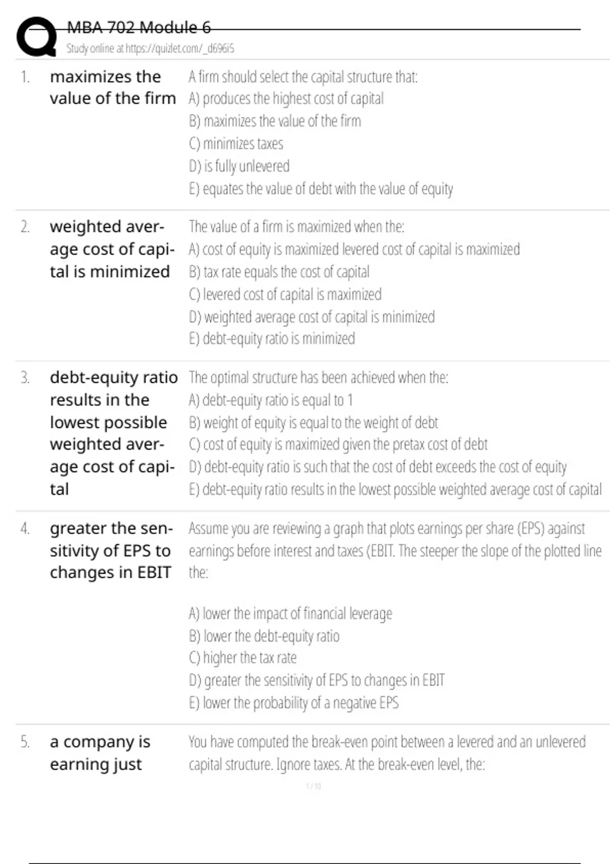 MBA 702 - Module 6 | COMPLETE QUESTIONS WITH 100% RATED CORRECT ANSWERS ...