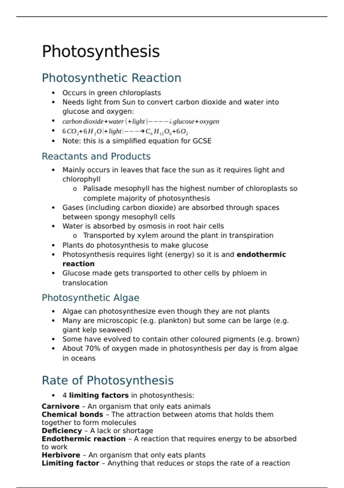 Summary Biology Chapter 9 Photosynthesis Review - Science - Stuvia UK